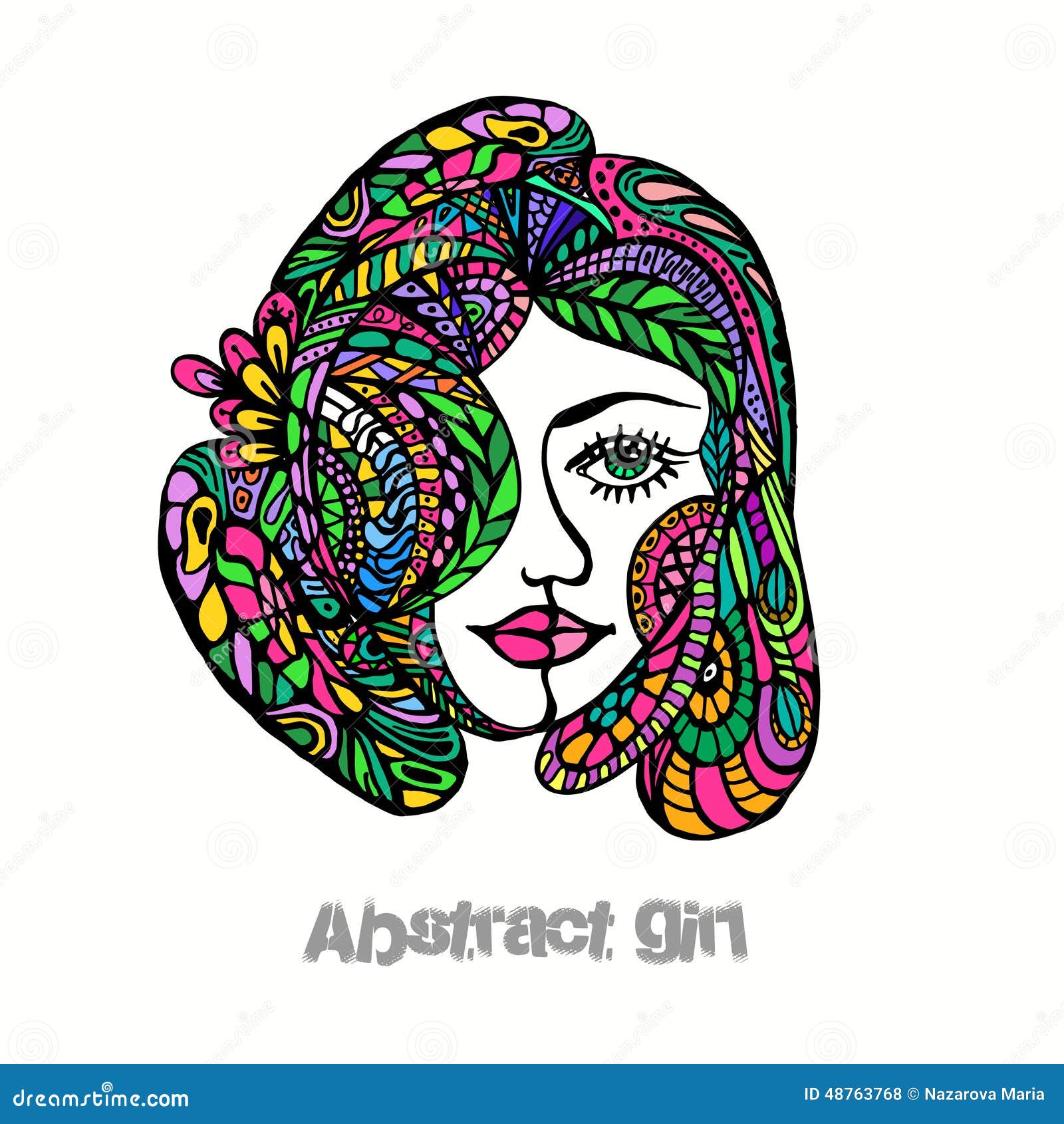 Abstract girl stock vector. Illustration of draw, floral - 48763768