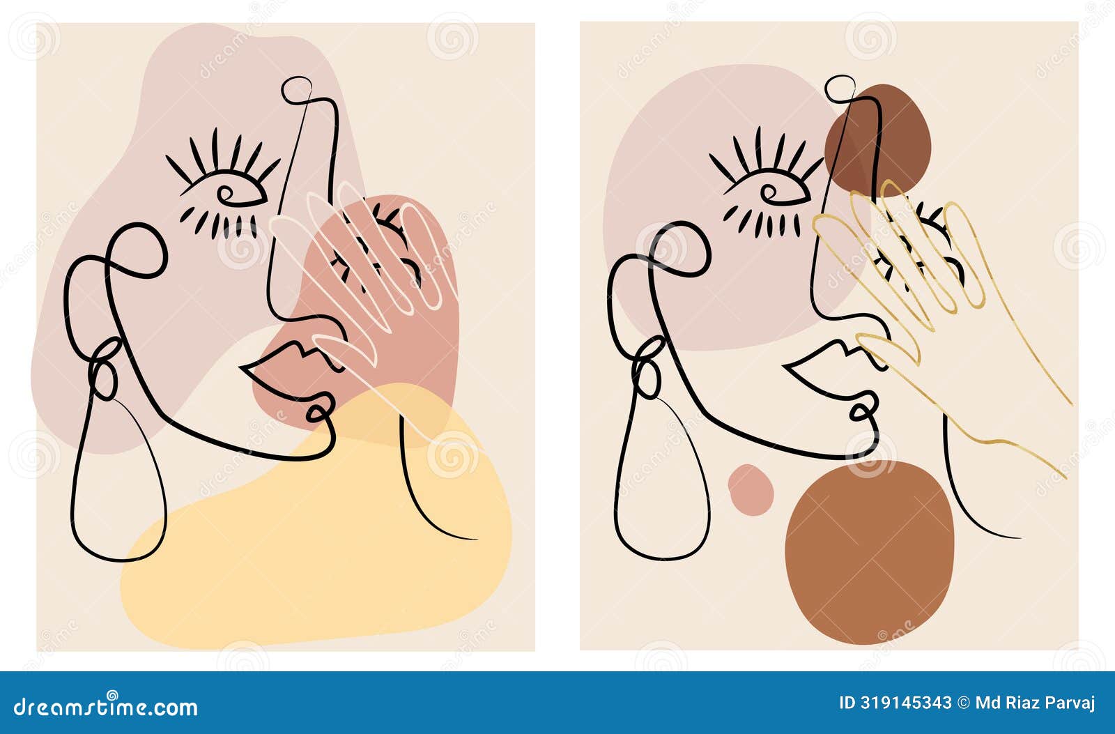 Abstract Girls Profile Silhouettes Different Hairdos And Headwear ...