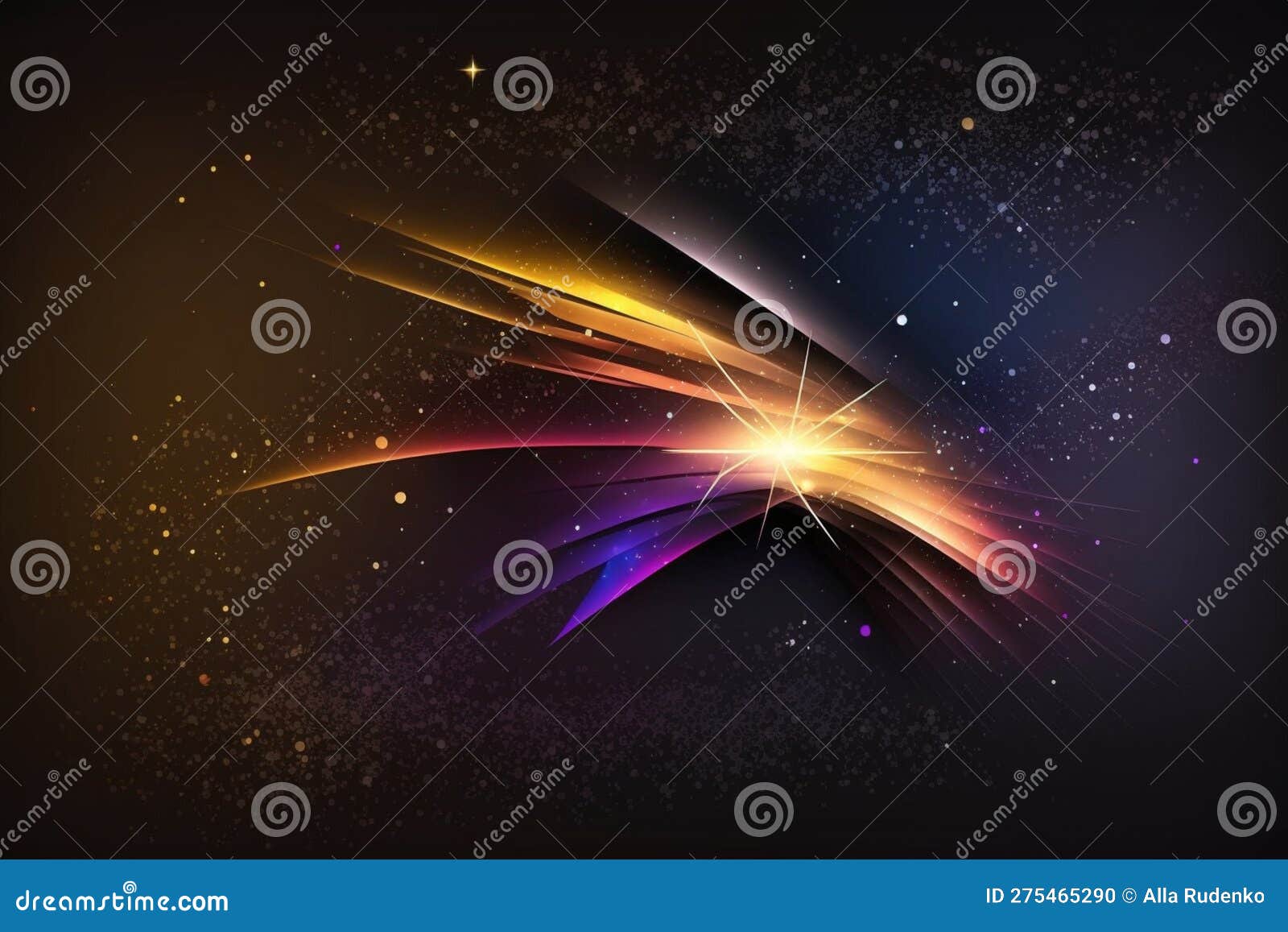 Abstract Glare, Flares And Rays. Falling Meteorite, Asteroid, Comet In ...
