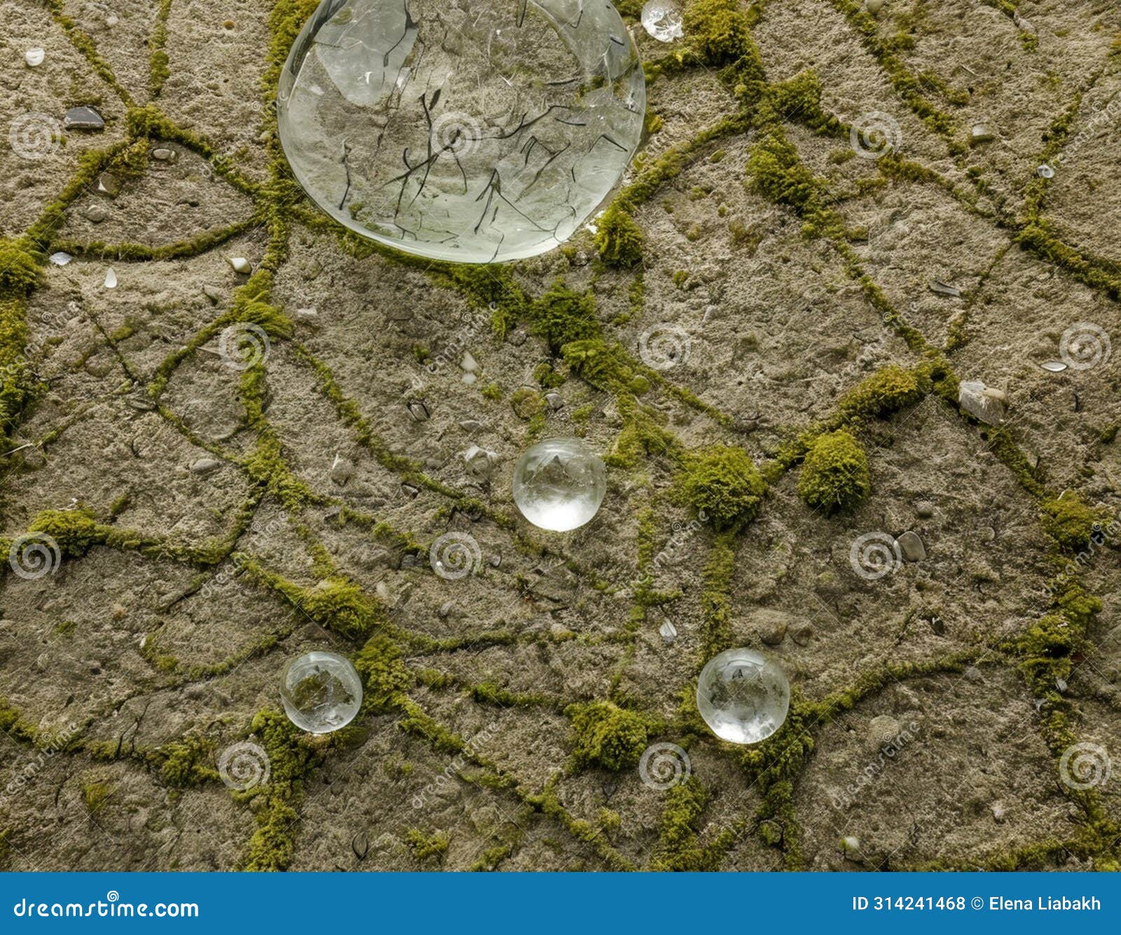 Abstract Glass. Glass Balls on the Ground, Multicolored , Shards ...