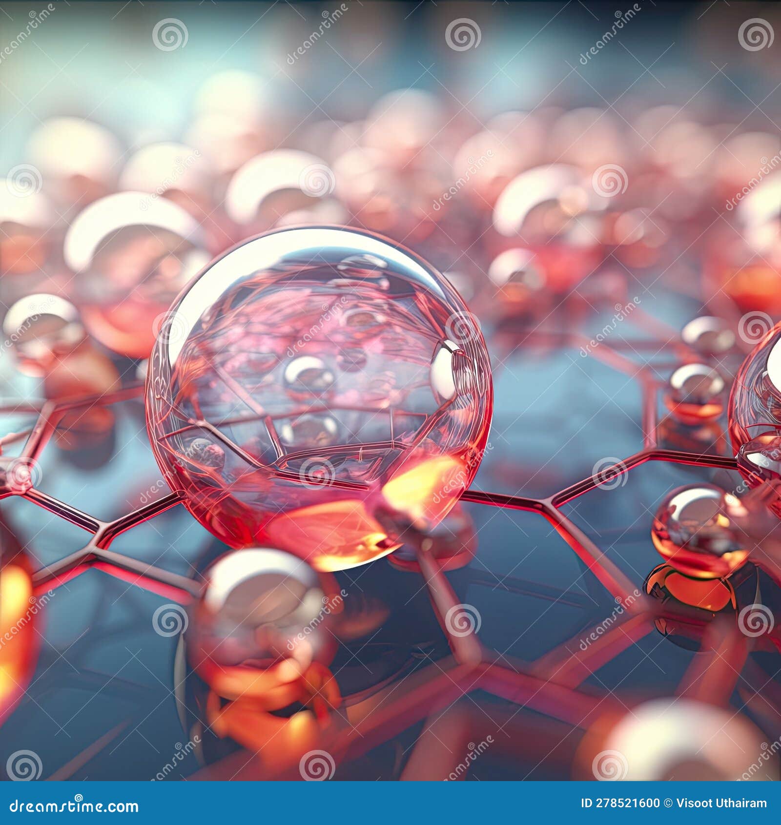Abstract Glass Molecule Structure, Macro Shot of Liquid or Air,AI ...