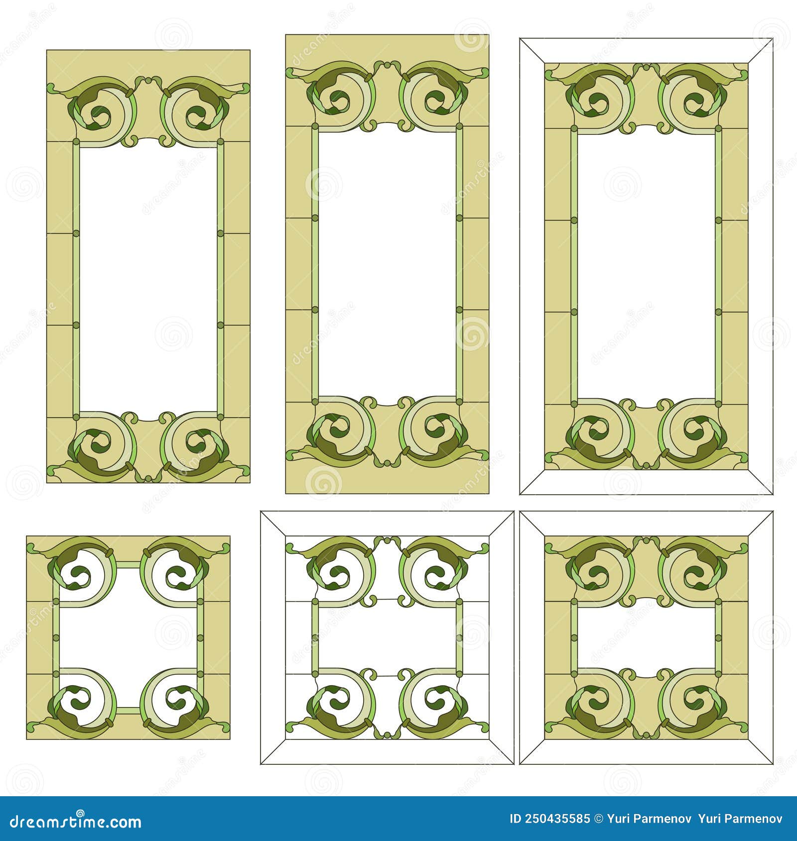 Abstract Glass Panels Geometric Floral Pattern in a Rectangular and ...