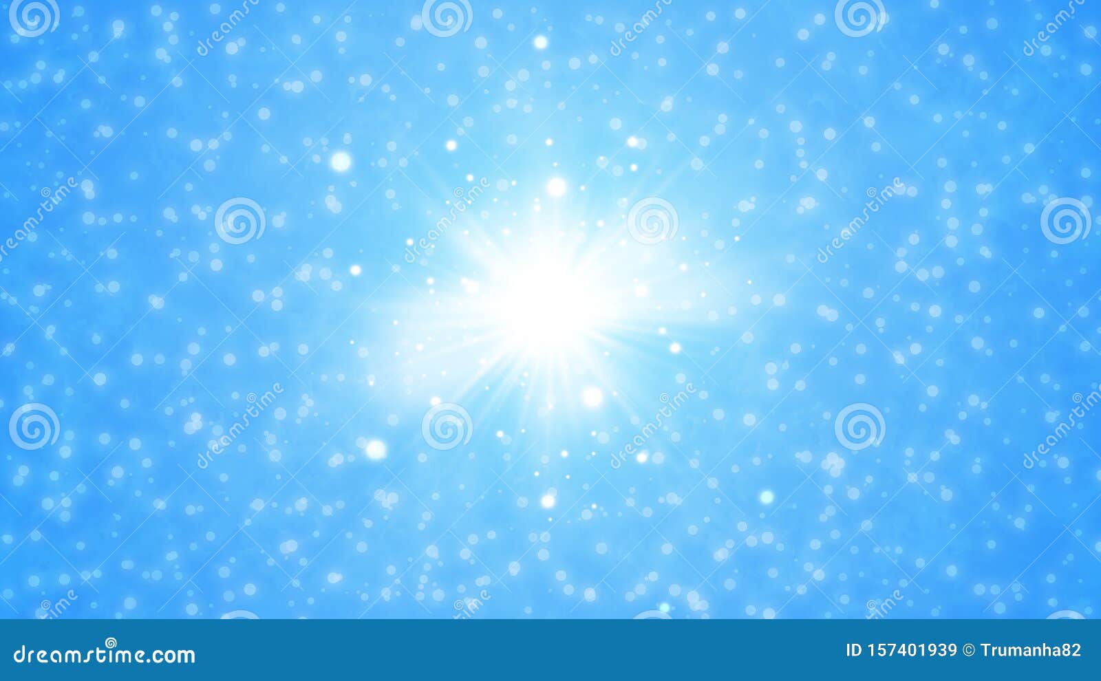 Abstract Glistening Light Rays and Blurred Particles in Light Blue ...