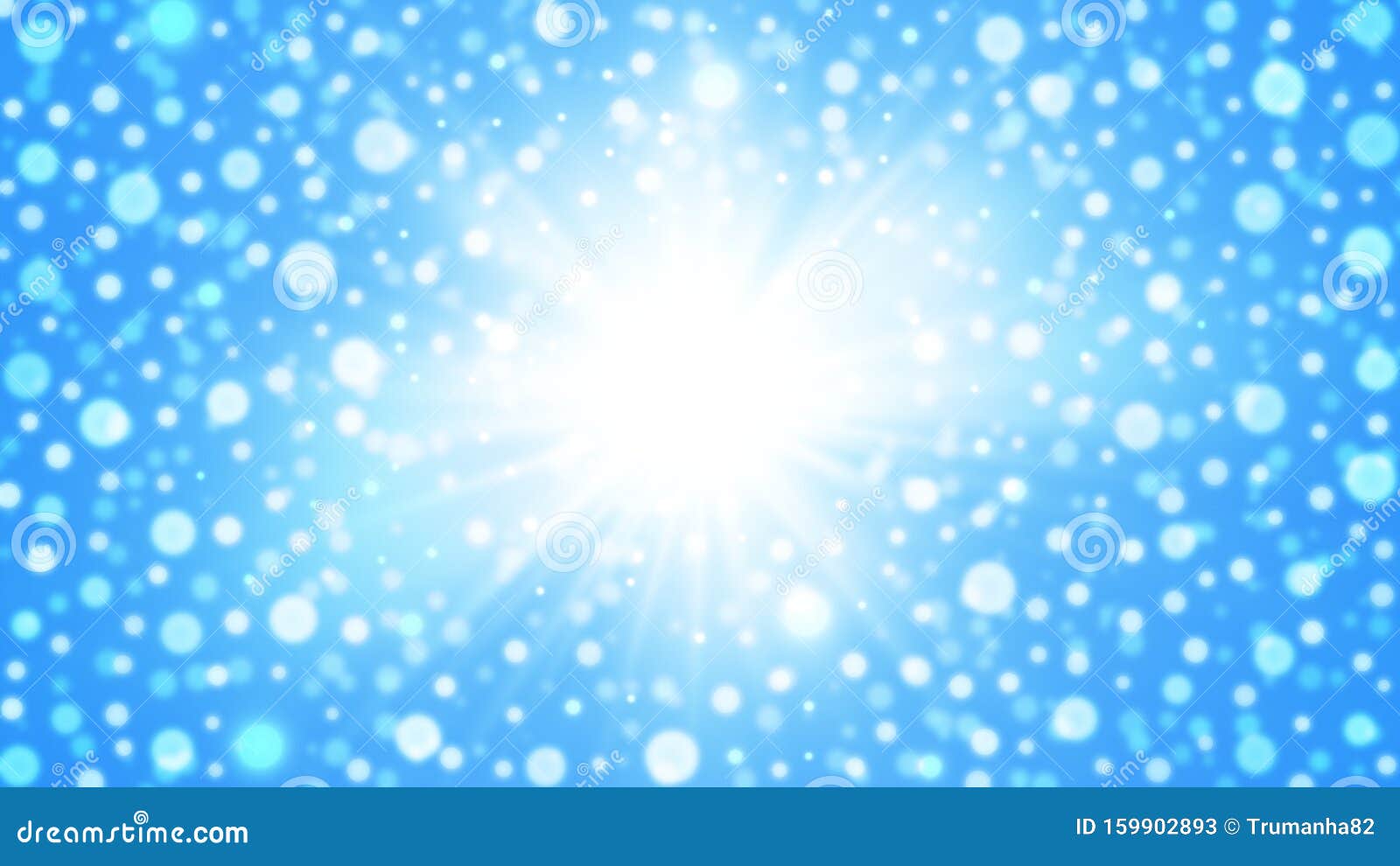 Abstract Glistening Light Rays and Blurred Particles in Light Blue ...