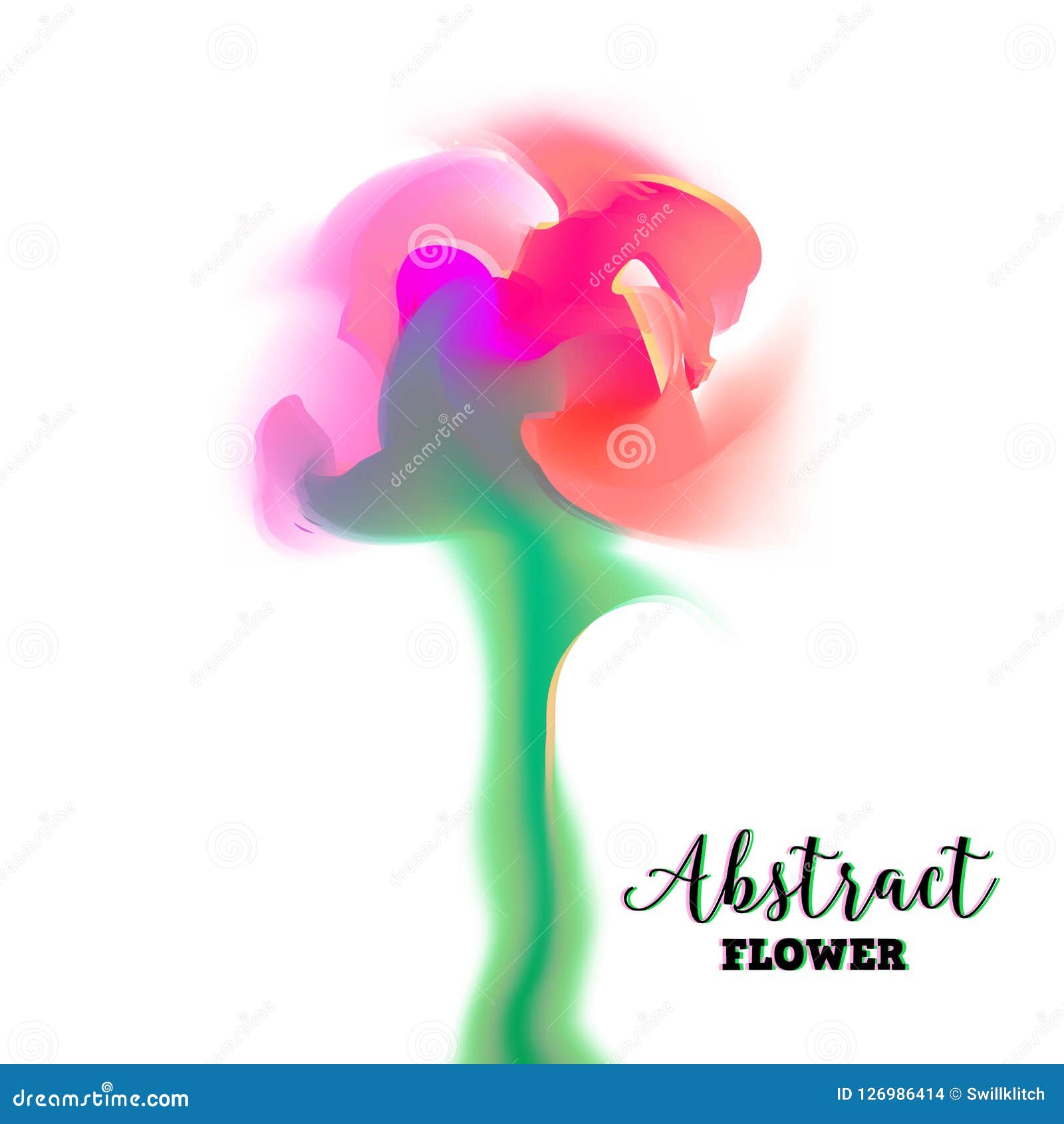 Abstract Glitch Flower with Distorted Petal Gradient and Soft Shape ...