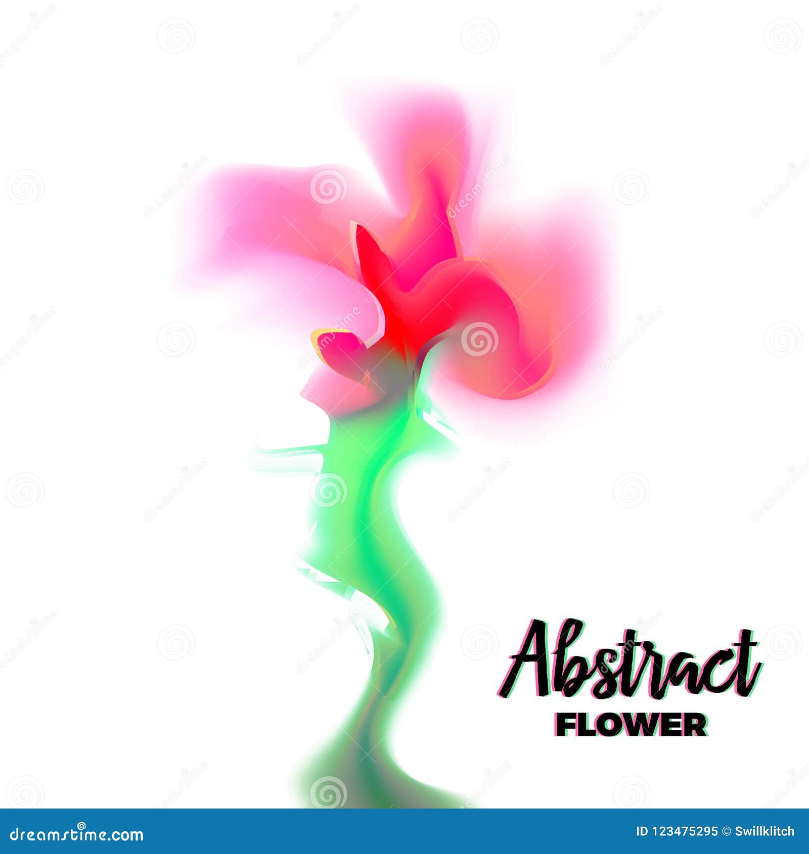 Abstract Glitch Flower with Distorted Petal Gradient and Soft Shape ...