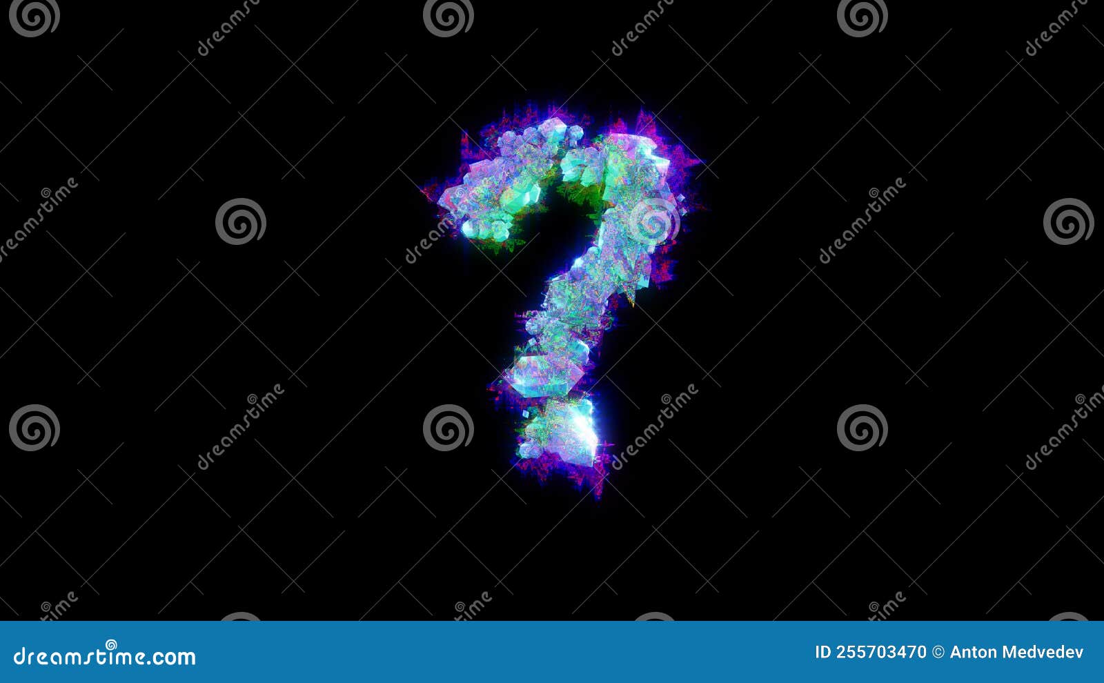 Abstract Glitch Font - Blue Question Mark on Black Backdrop, Isolated ...