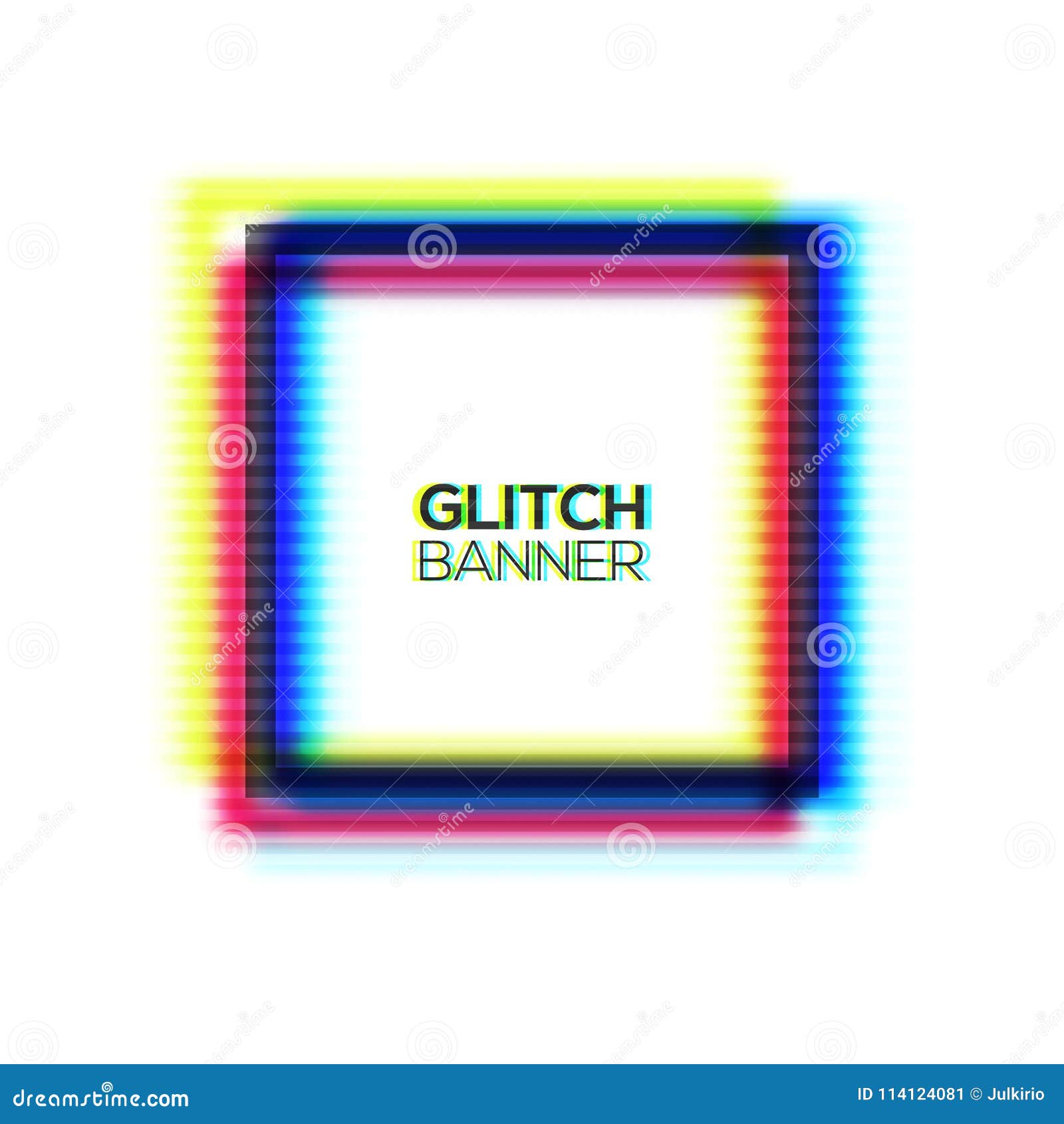 Abstract Glitch Square Frame. Distorted Rectangle. Stock Vector ...