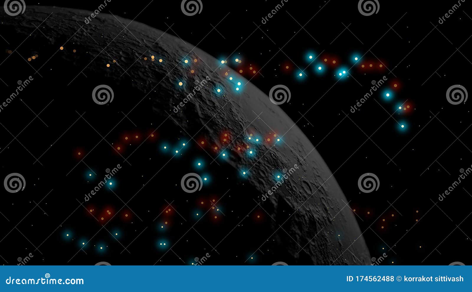 Abstract Glitter Shiny Sparks Dust Particles with Moon Background 3d ...