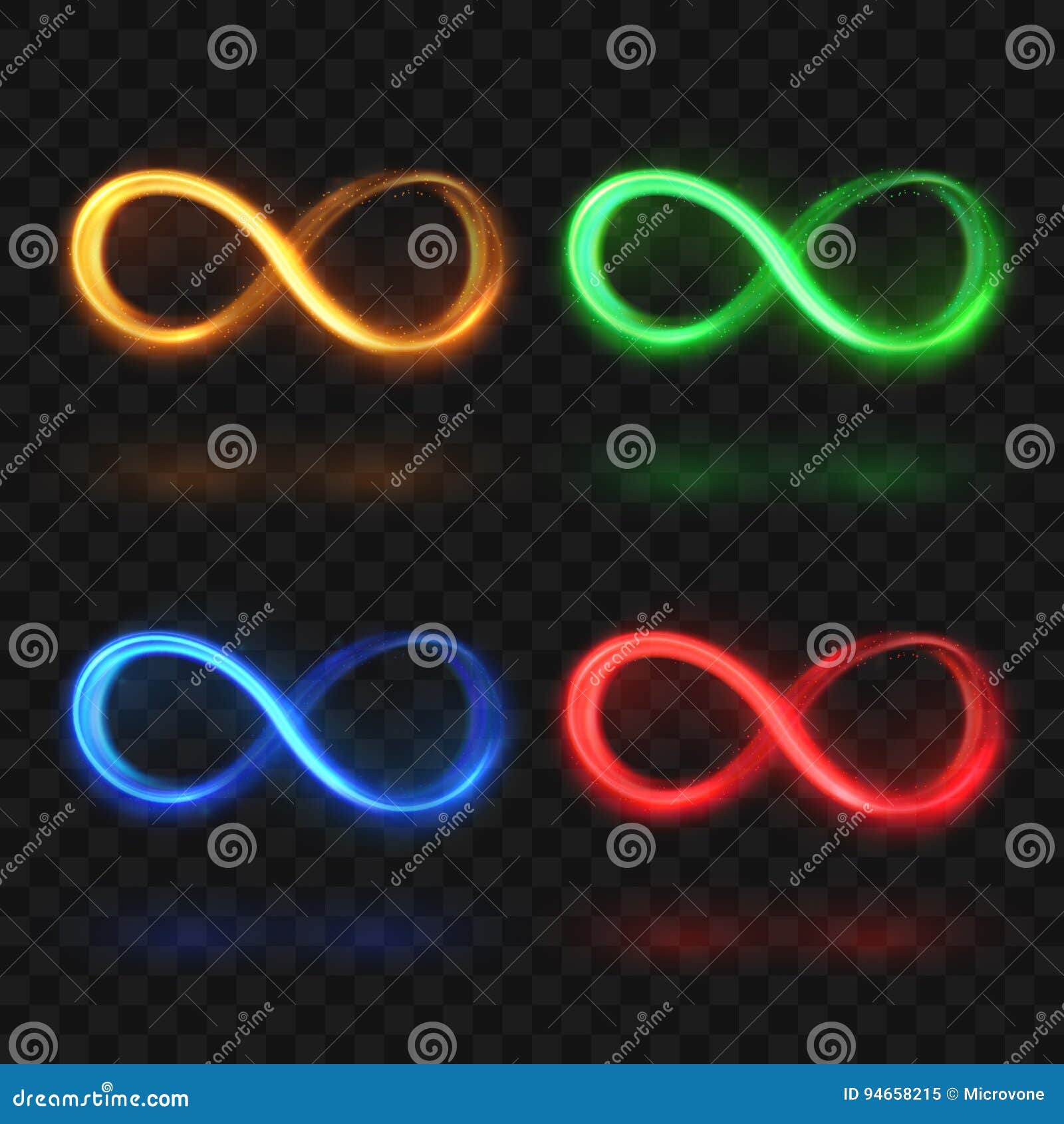 Abstract Glittering Infinity or Eternal Magic Light Loop Vector Symbols ...
