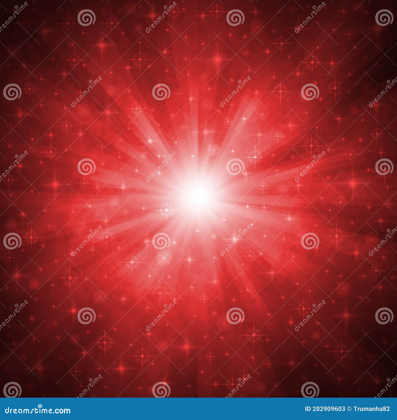 Abstract Glittering Sparkles and Rays in Dark Red Gradient Background ...