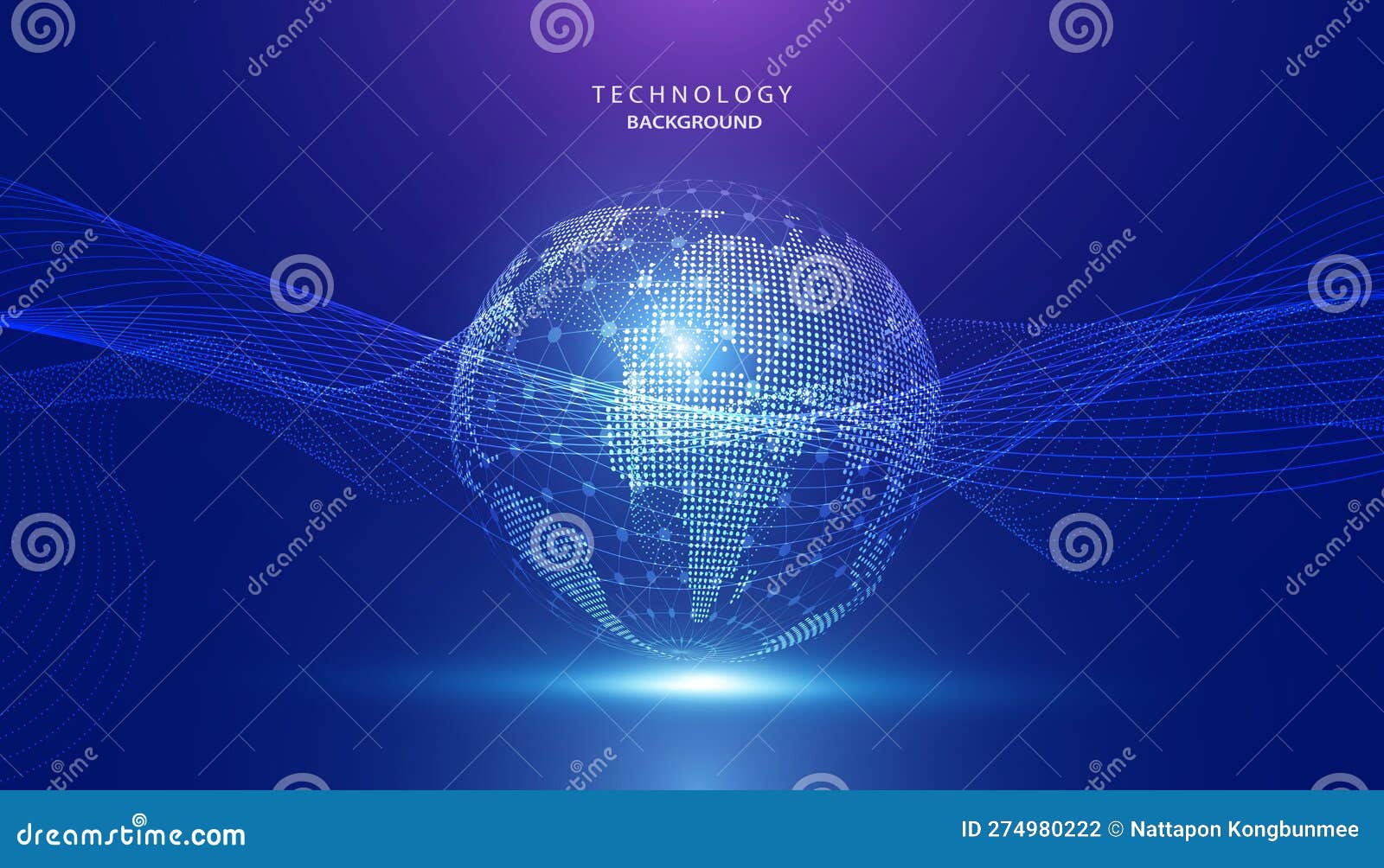 Abstract Global Dot Network Circle Digital Connection and Point Curve ...