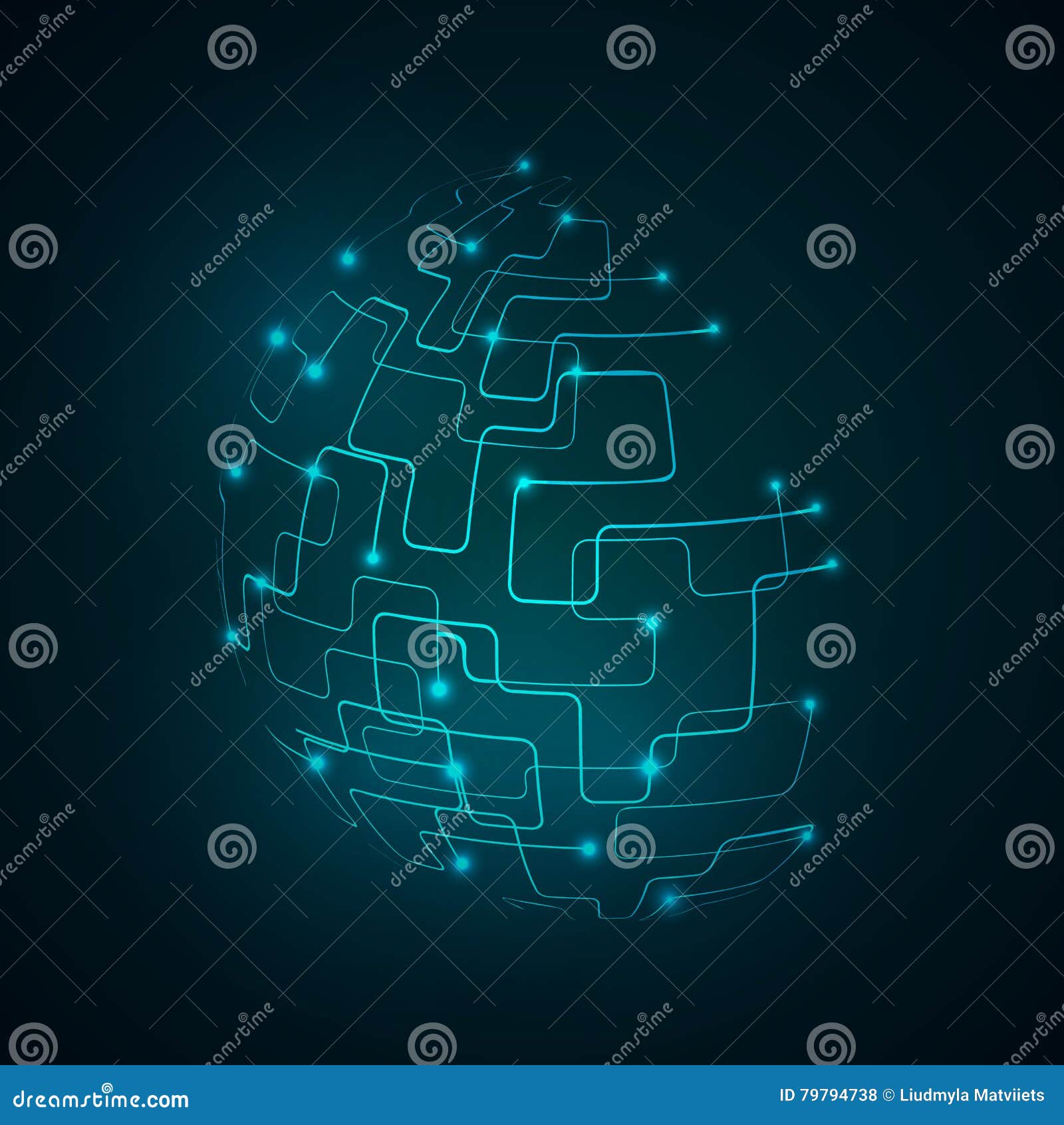 Abstract Global Future Technology Background, 3D Illuminated Stock Illustration - Illustration ...
