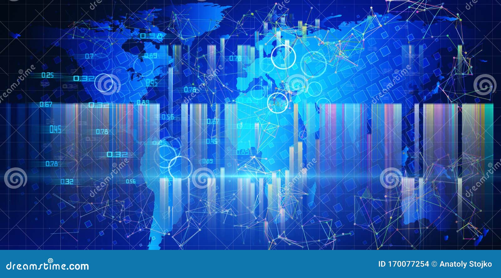 Abstract Global Network Background. Digital Map Lines Concept of Global ...