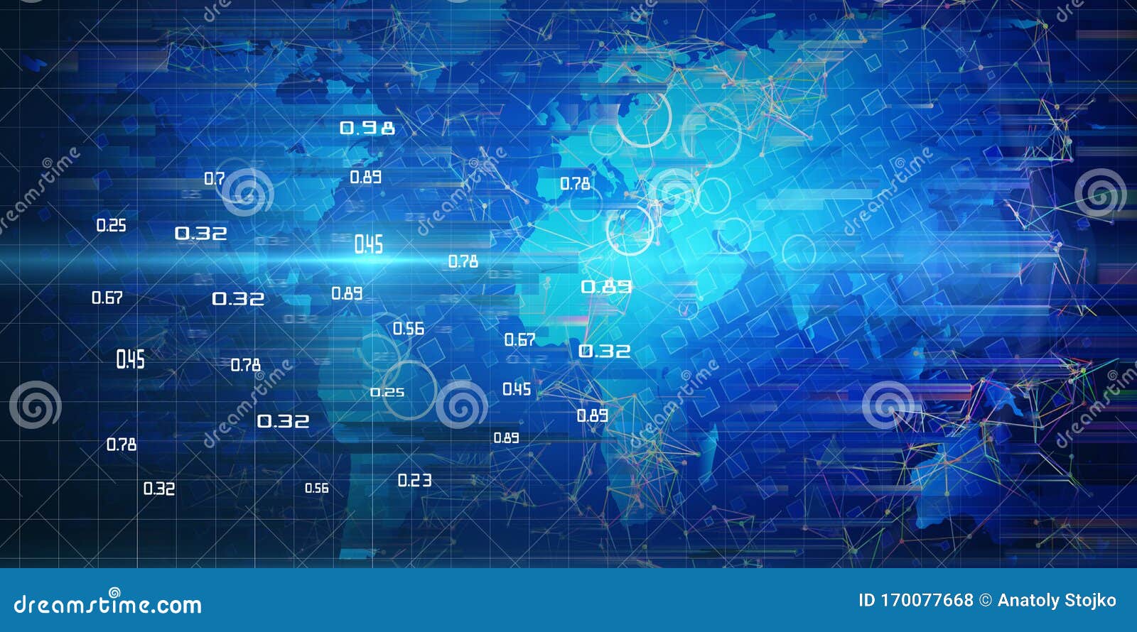 Abstract Global Network Background. Digital Map Lines Concept of Global ...