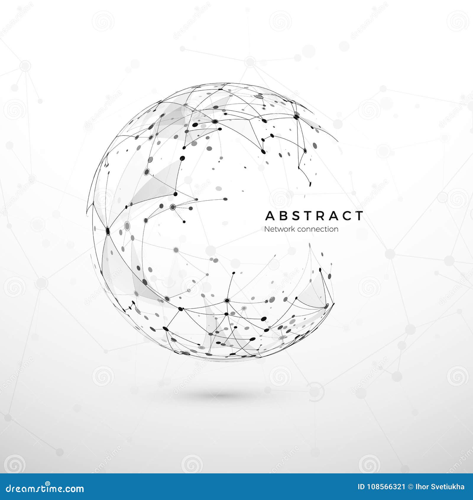 Abstract Global Network Concept Web Structure Node Net Dots And Connection Mesh Stock Vector