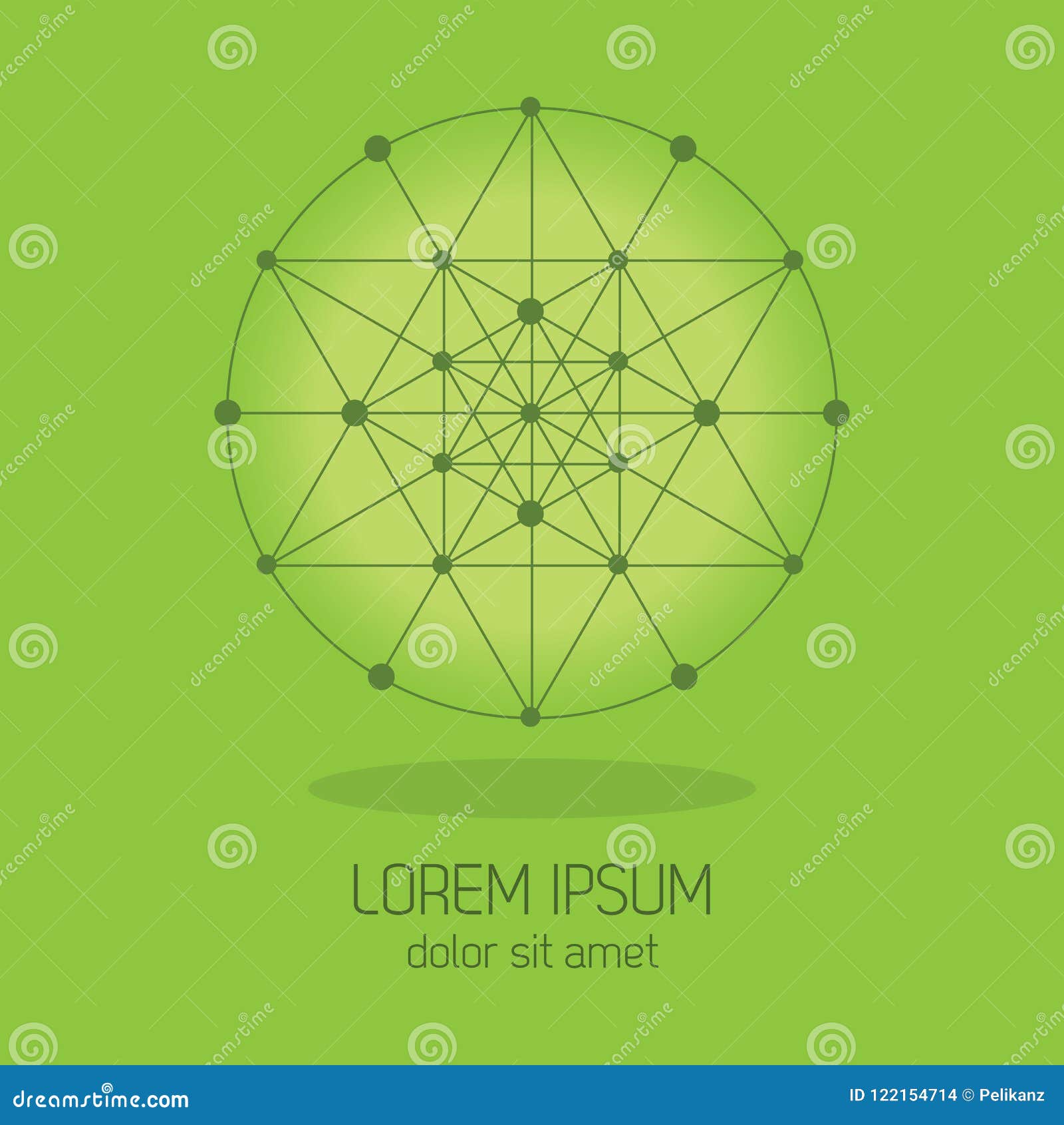 Abstract Global Network Connections Icon with Circle Grids on Green ...
