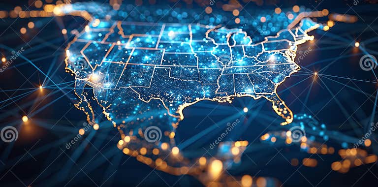 Abstract Global Network Connectivity Concept with USA Map and Data ...