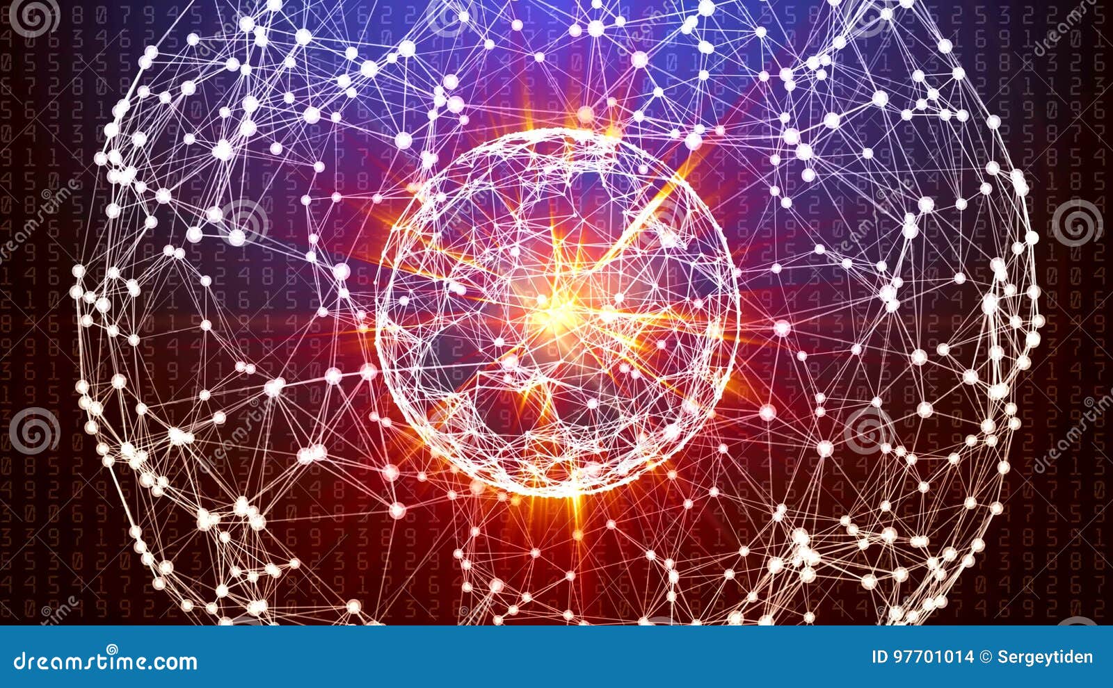 Abstract Global Network Sphere with Moving Numbers, Lines and Dots ...