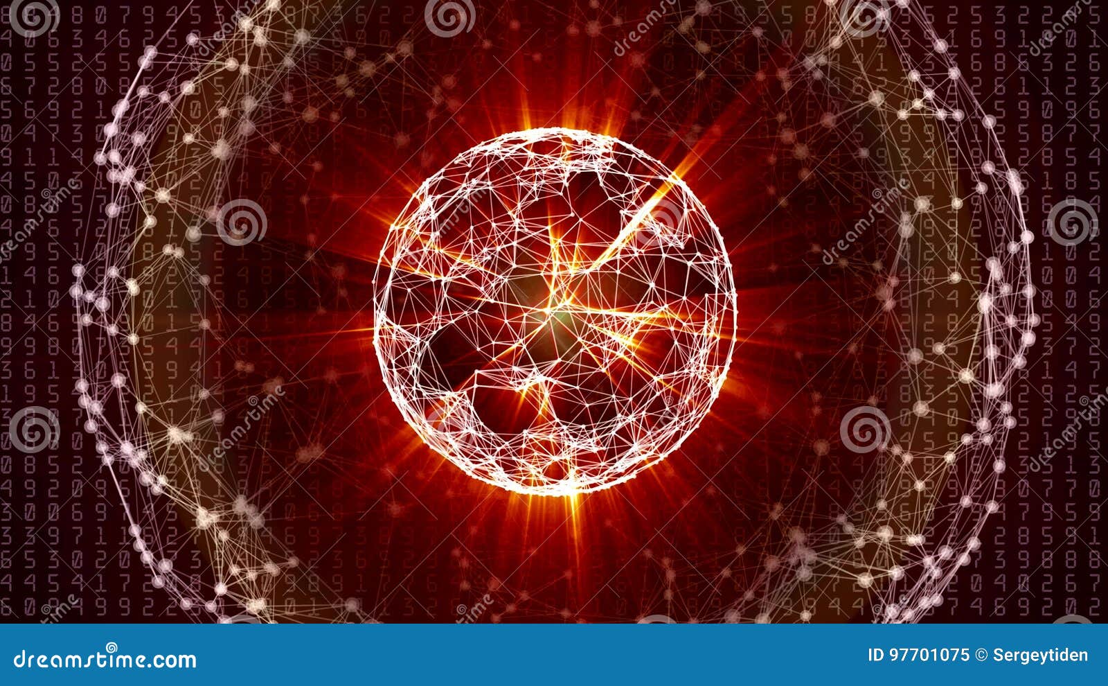 Abstract Global Network Sphere with Moving Numbers, Lines and Dots ...