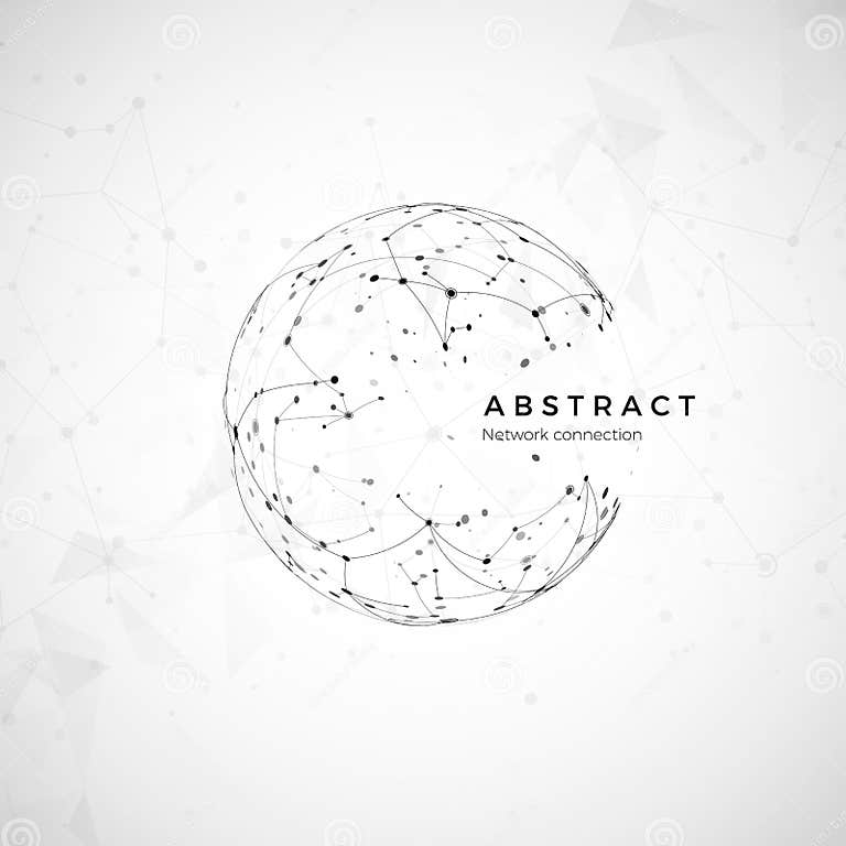 Abstract Global Web. Node and Communication. Globe Digital Net Modeling ...