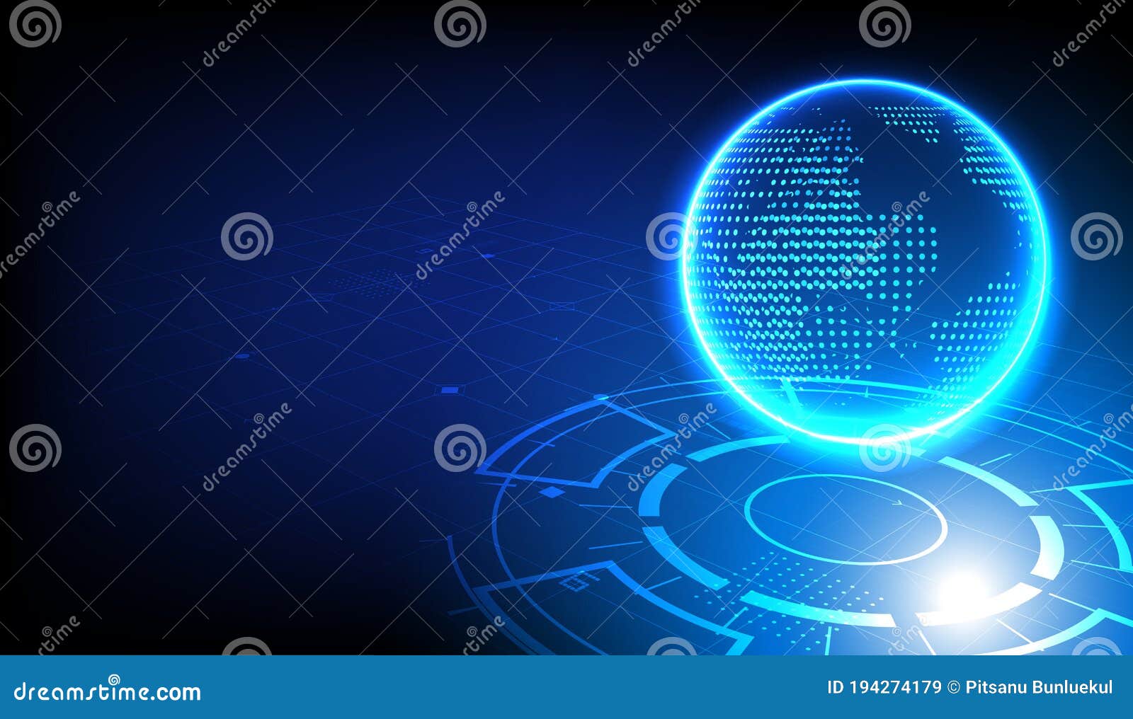 Abstract Globalization Interface on Dark Background Stock Vector ...