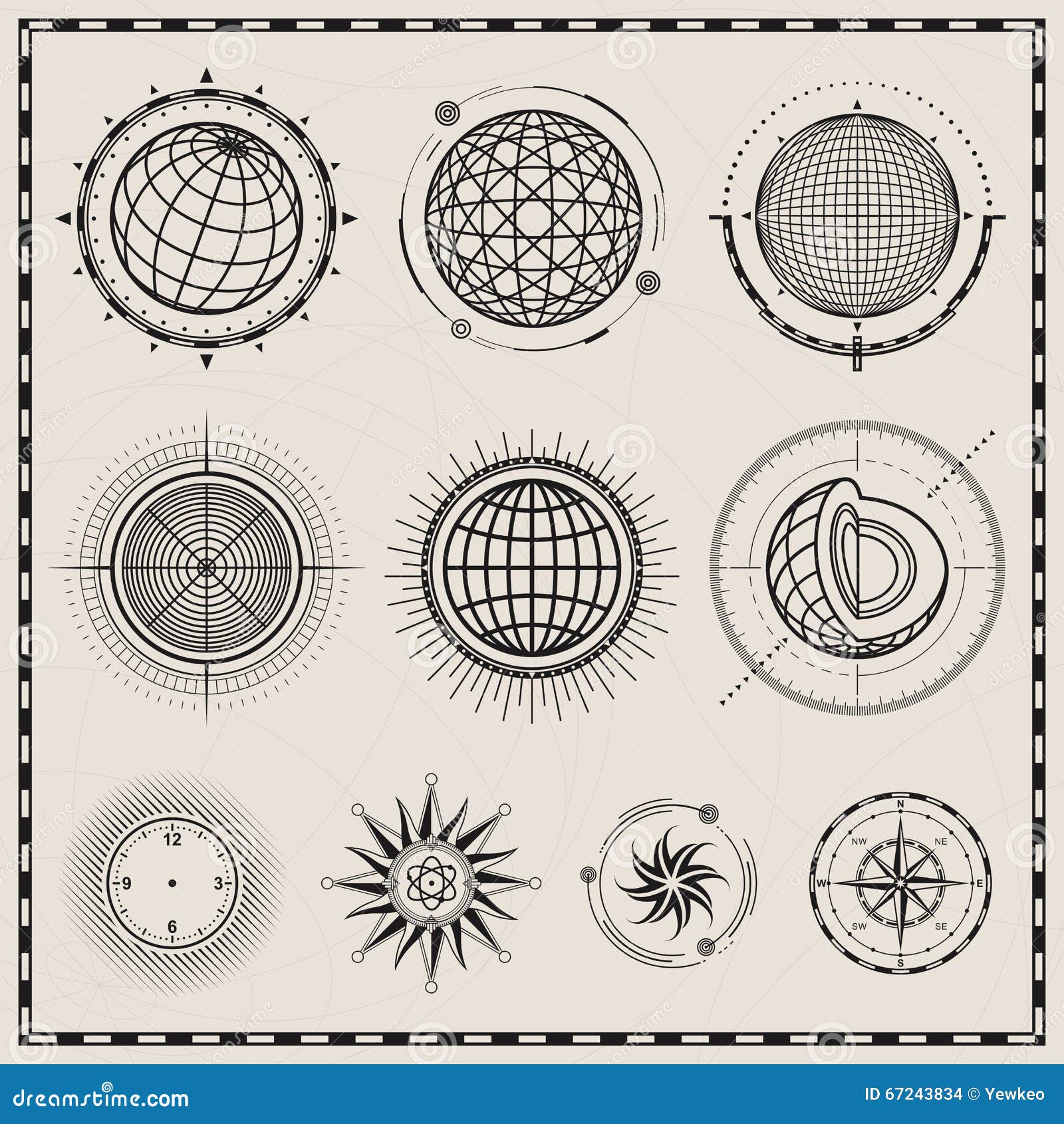 Abstract Globe and Compass Symbol Stock Vector - Illustration of ...