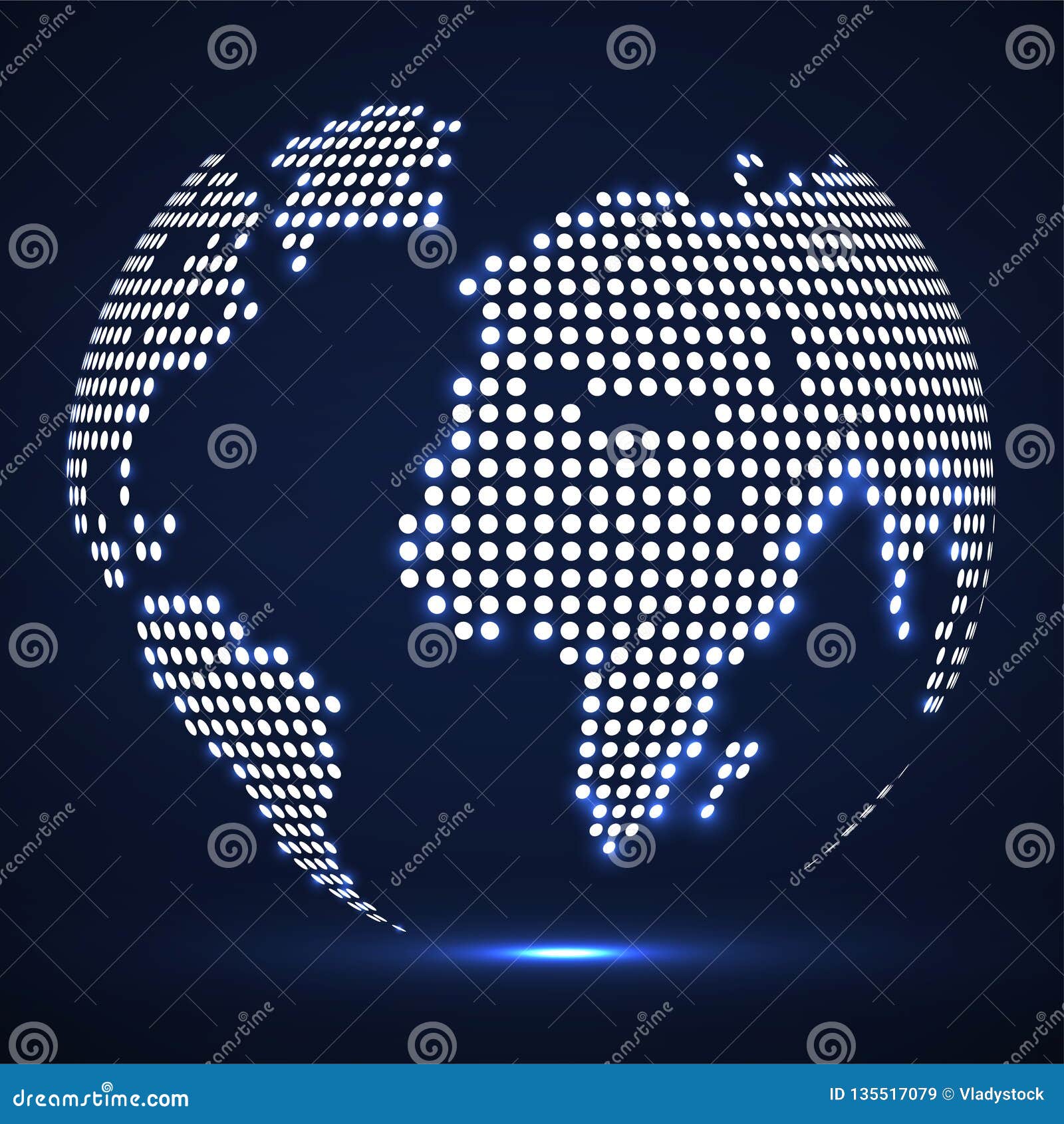 Abstract Globe Earth of Glowing Dots Stock Illustration - Illustration ...