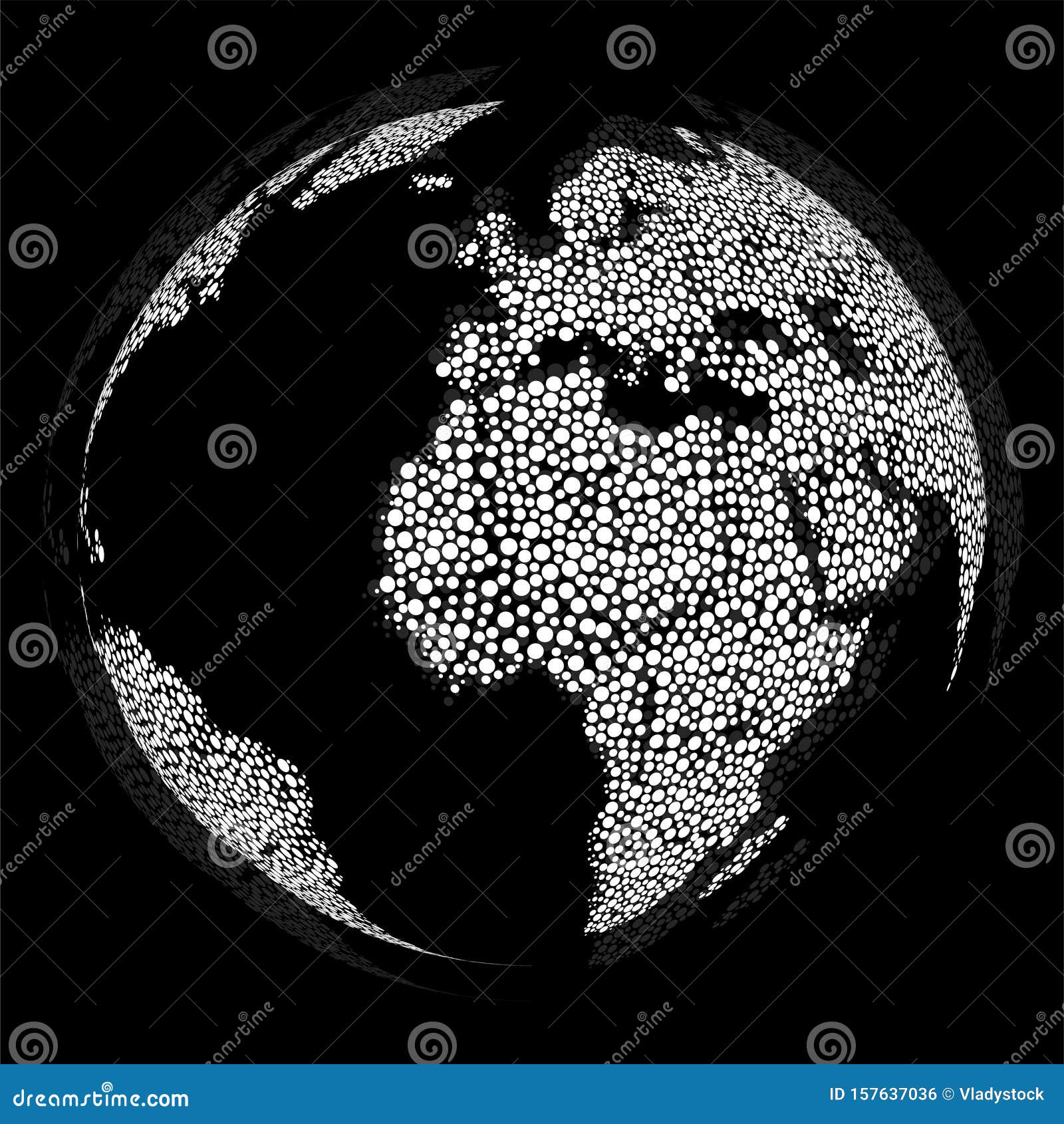 Abstract Globe Earth of Round Dots Stock Vector - Illustration of ...