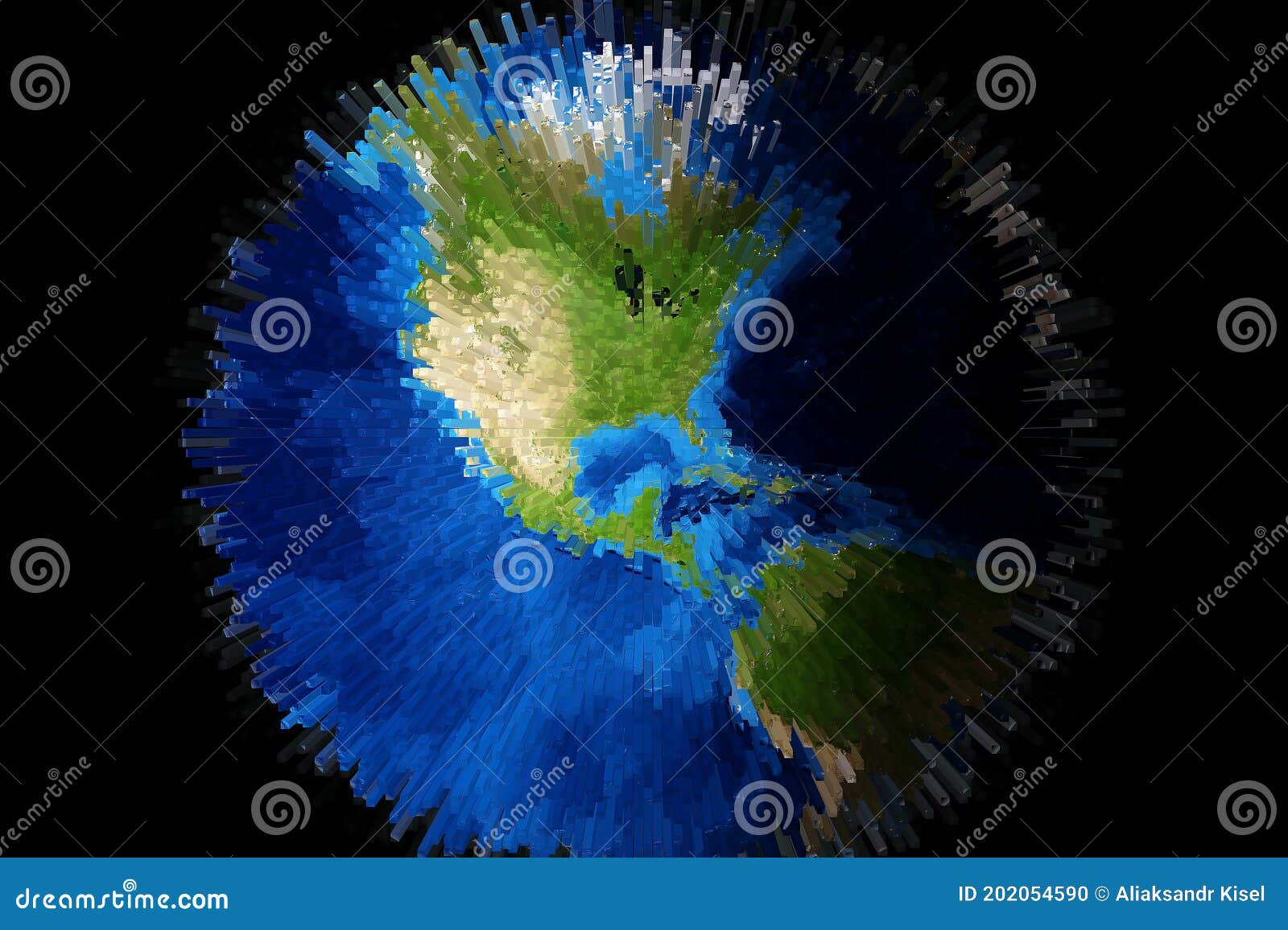 Abstract Globe of Planet Earth Disintegrating into Pixels. Pixel ...