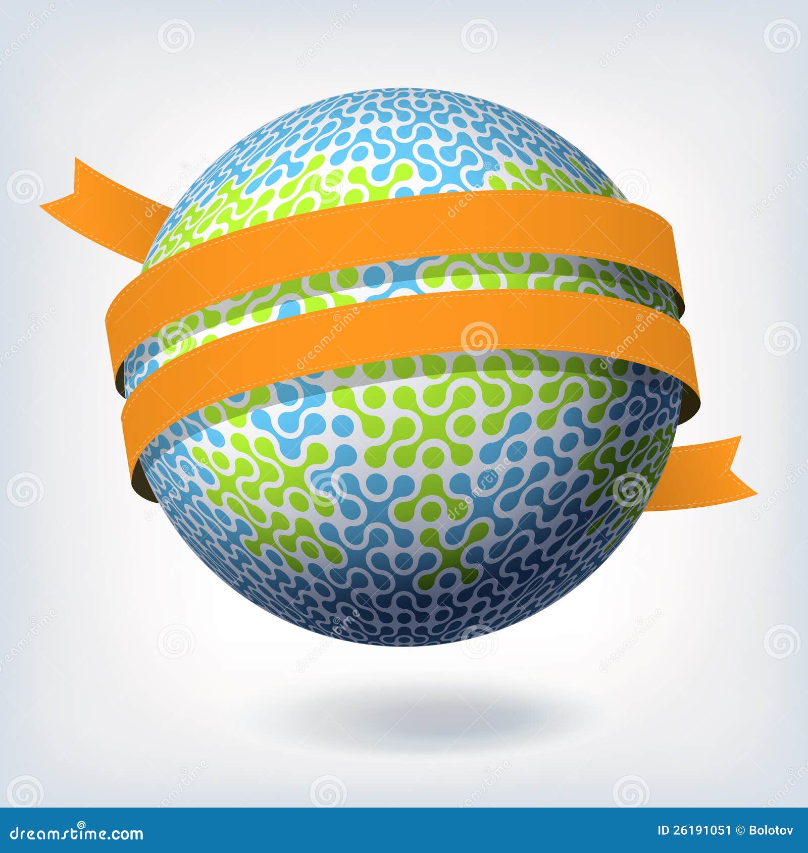 Abstract Globe Symbol with Orange Ribbon. Stock Illustration ...