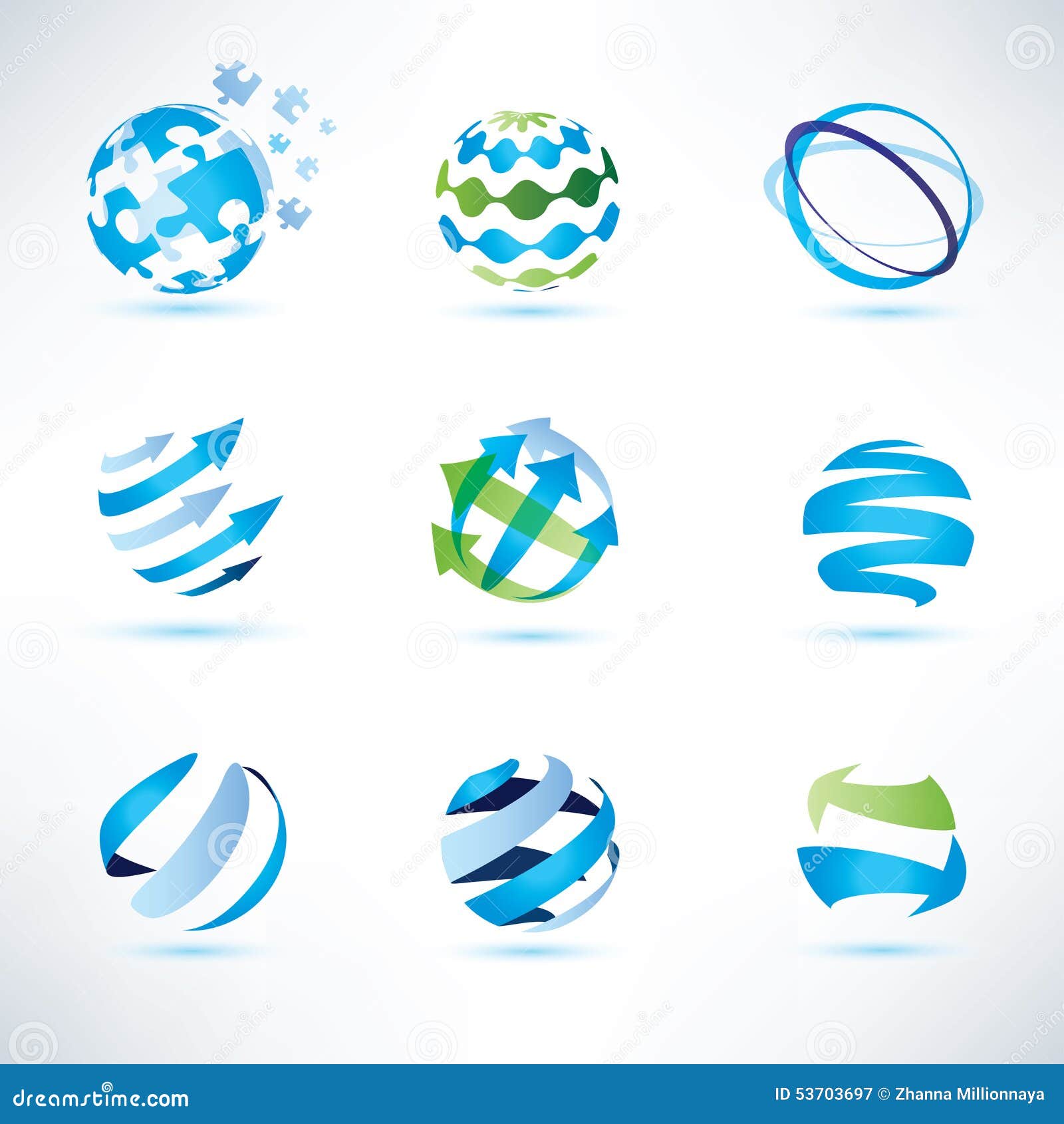 Abstract Globe Symbol Set, Communication and Technology Icons Stock ...