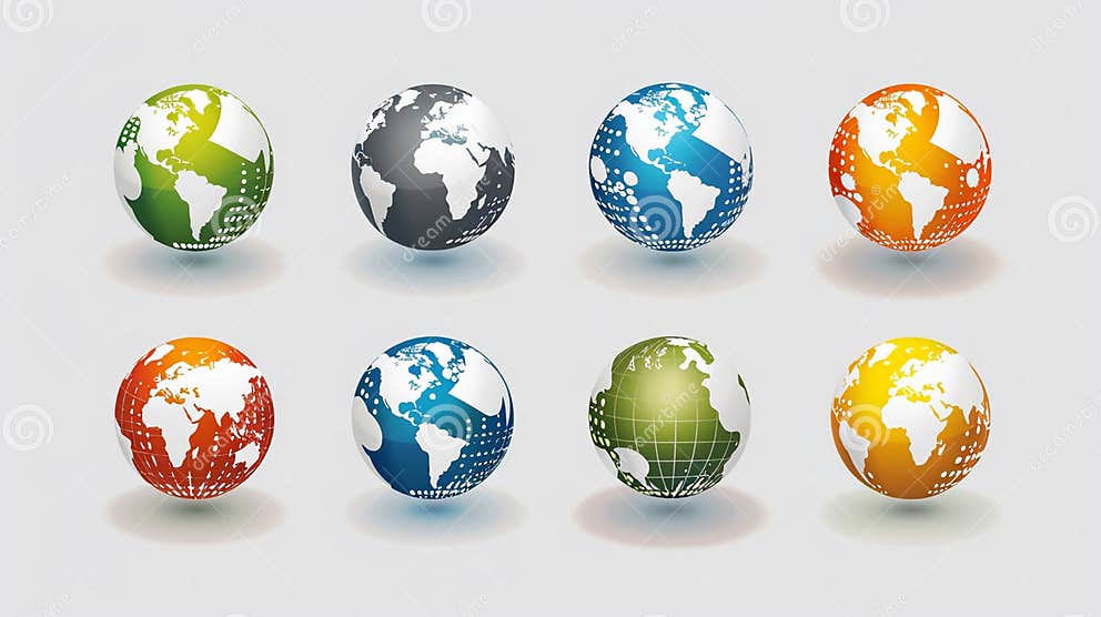 Abstract Globe Symbol Set, Communication and Technology Icons, Internet ... Abstract Globe Symbol Set, Communication and Technology Icons, Internet ...