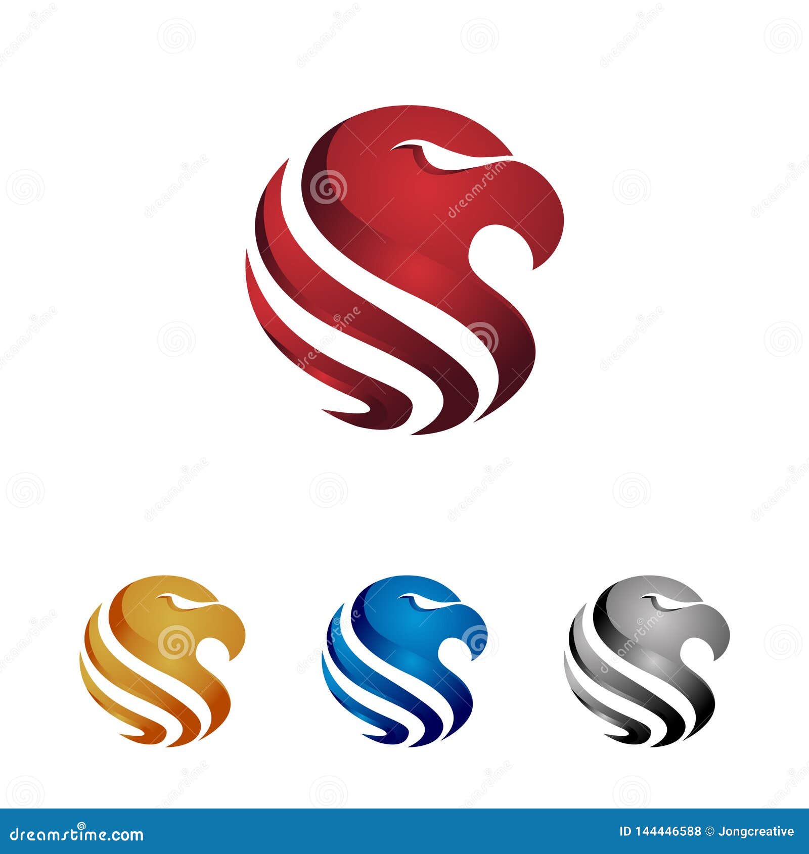 Circle Eagle Heads Logo Image . Aero Eagle Logo . Aircraft Eagle Logo Icon . Linear Flying ...