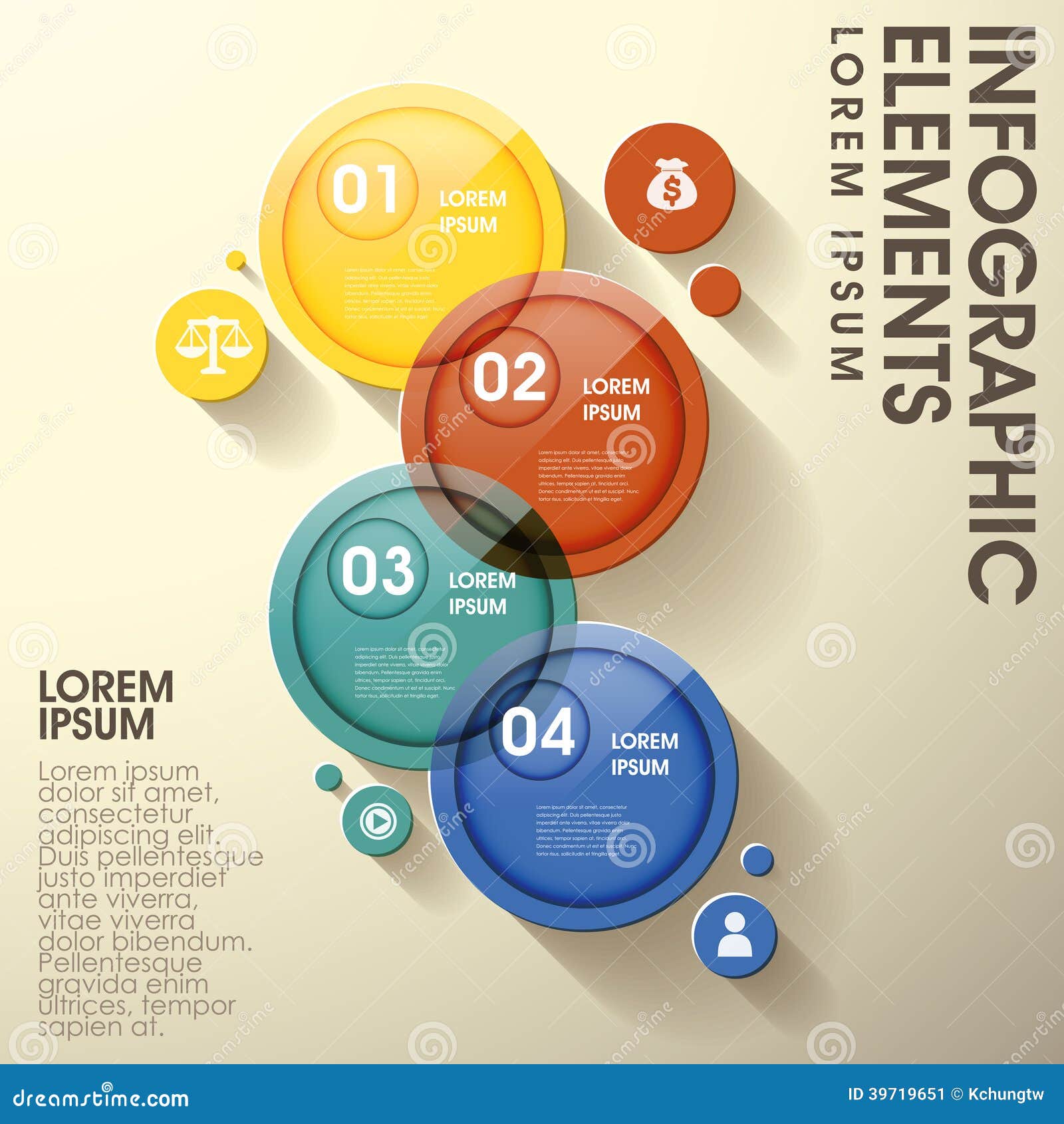 Circle Label Flow Chart Infographic Elements Cartoon Vector ...