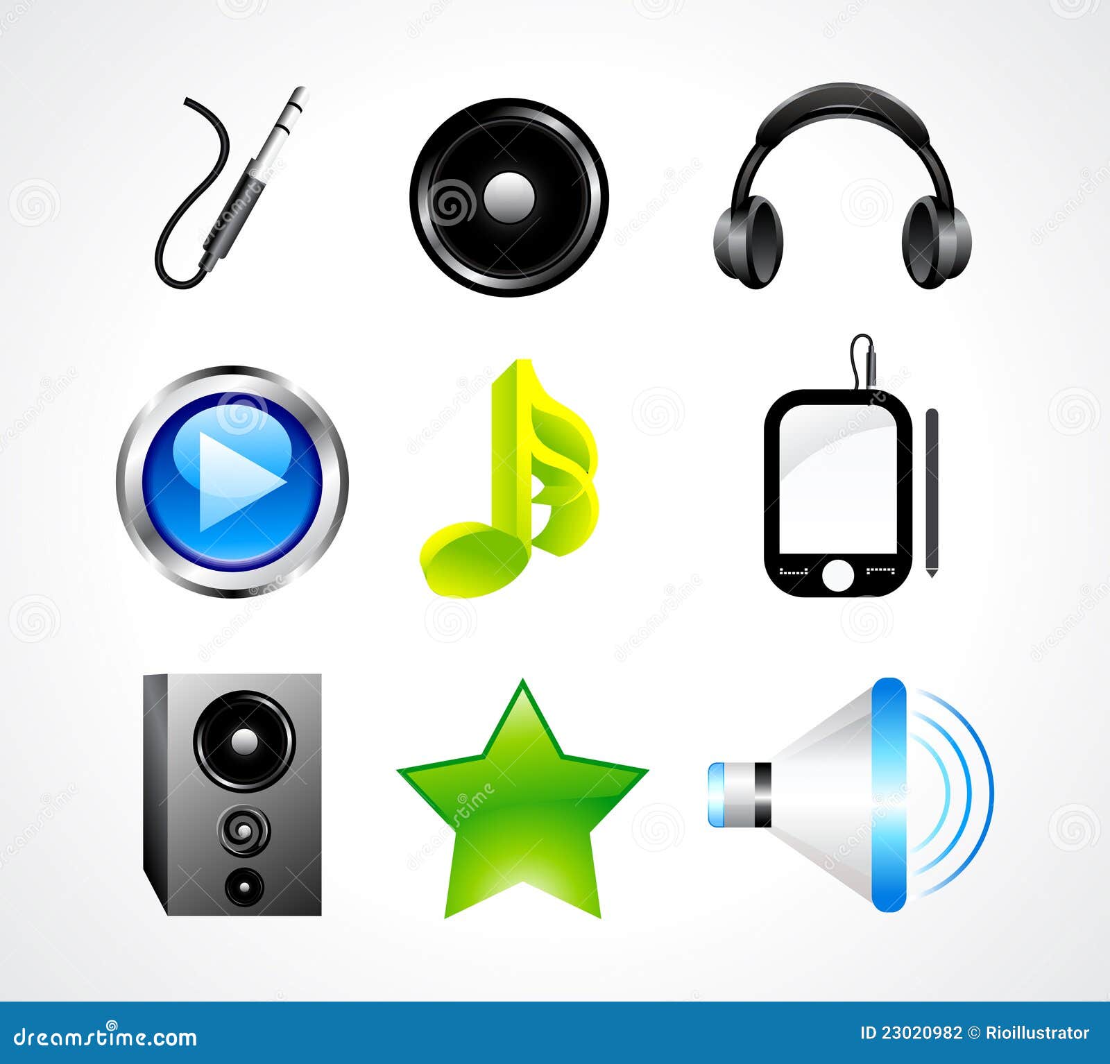 Abstract Glossy Music Icon Set Stock Vector - Illustration of audio ...