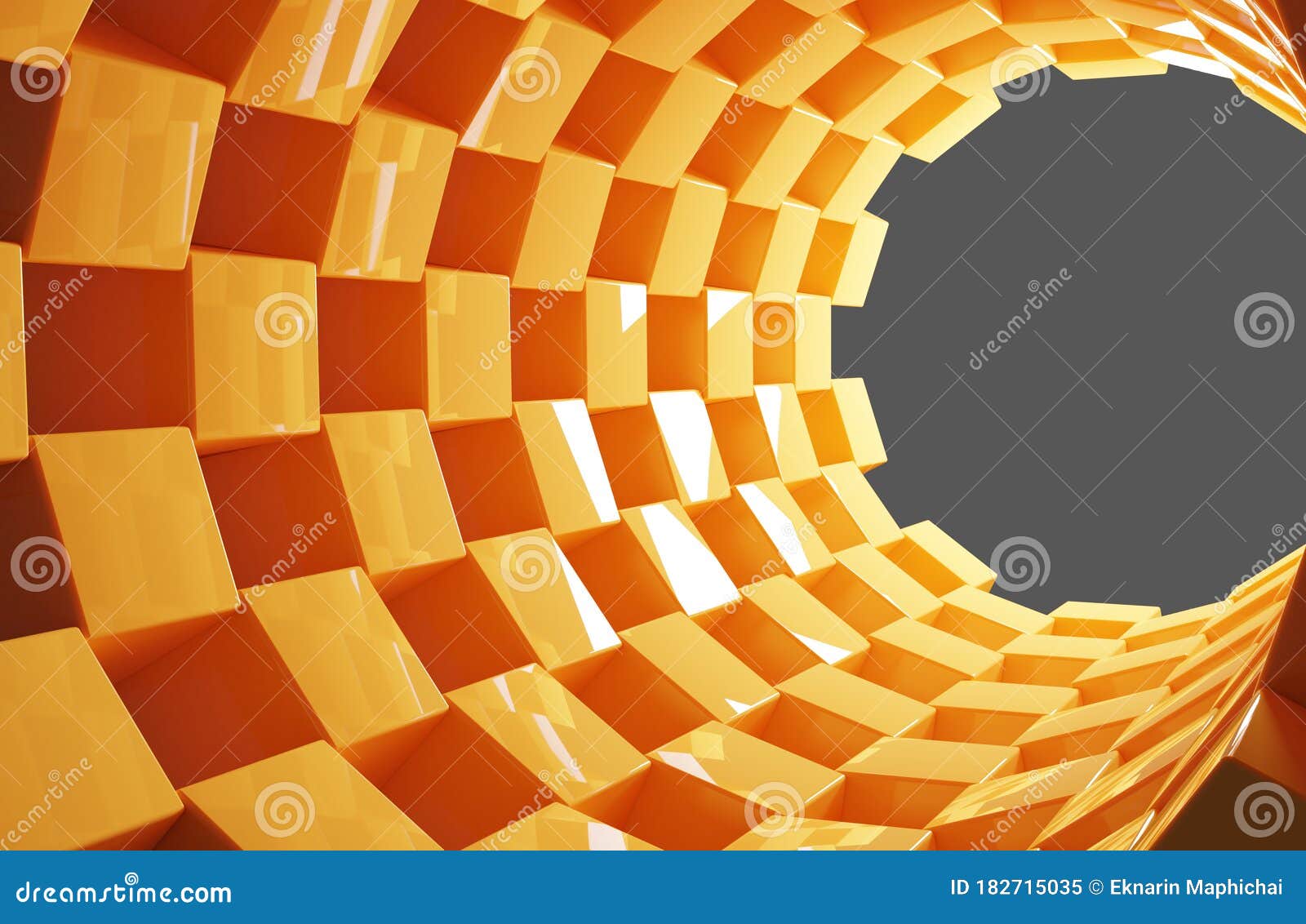Abstract Glossy Yellow Cube Shape 3d Render Stock Illustration ...