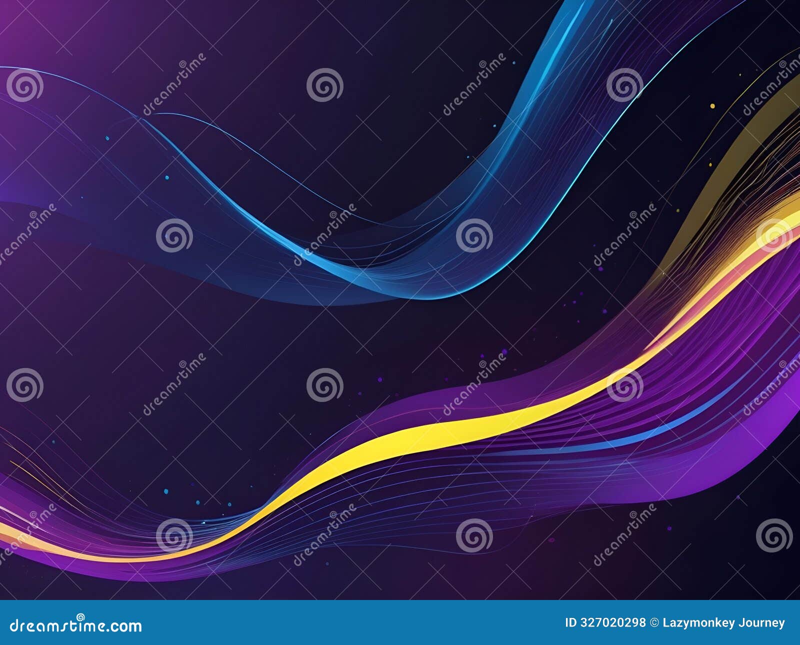Abstract Glow Line Wave Flow Pattern Gradient Violet Blue and Yellow ...