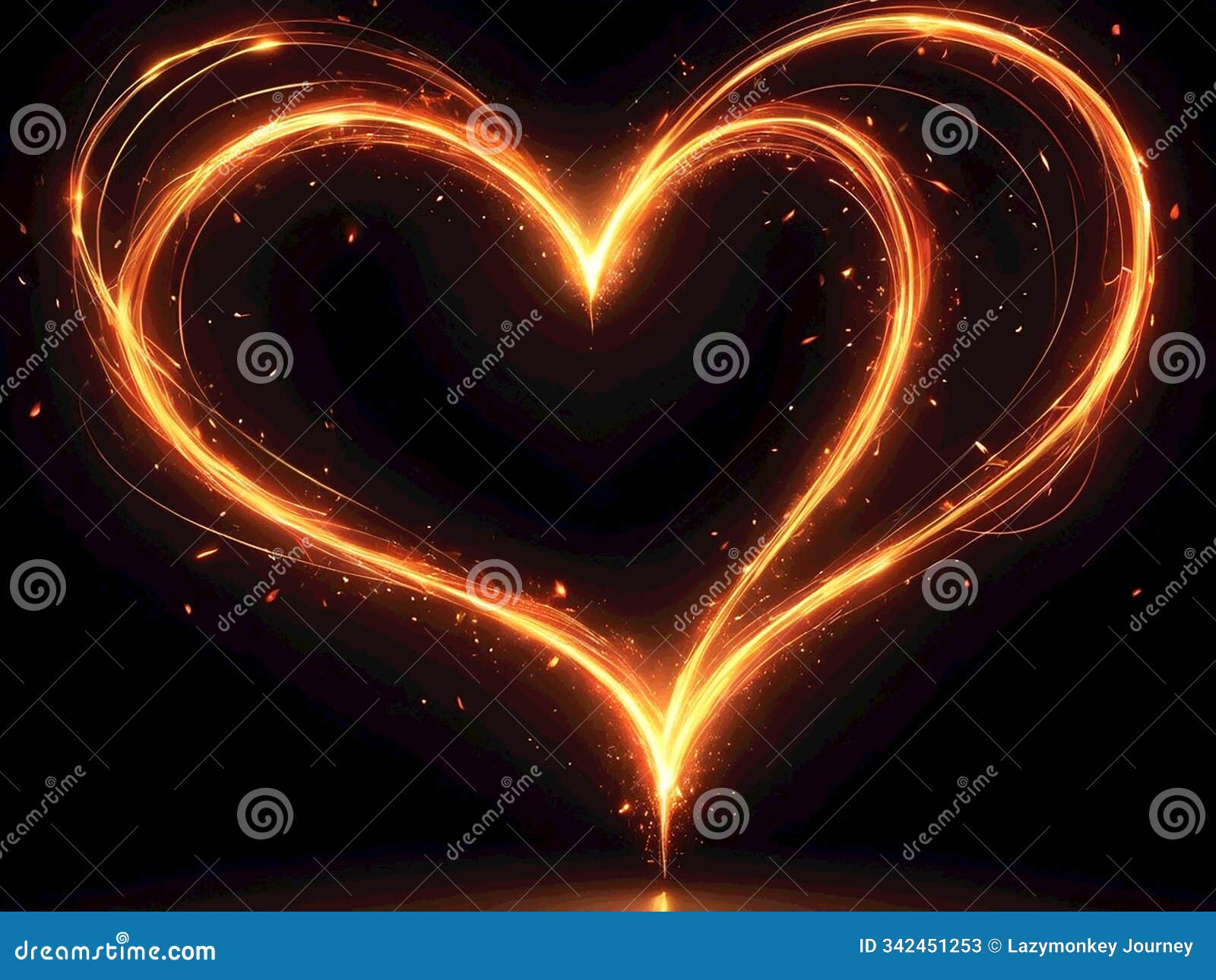 Abstract Glow Magic Light Effect Heart Shape Fire Art Illustration ...