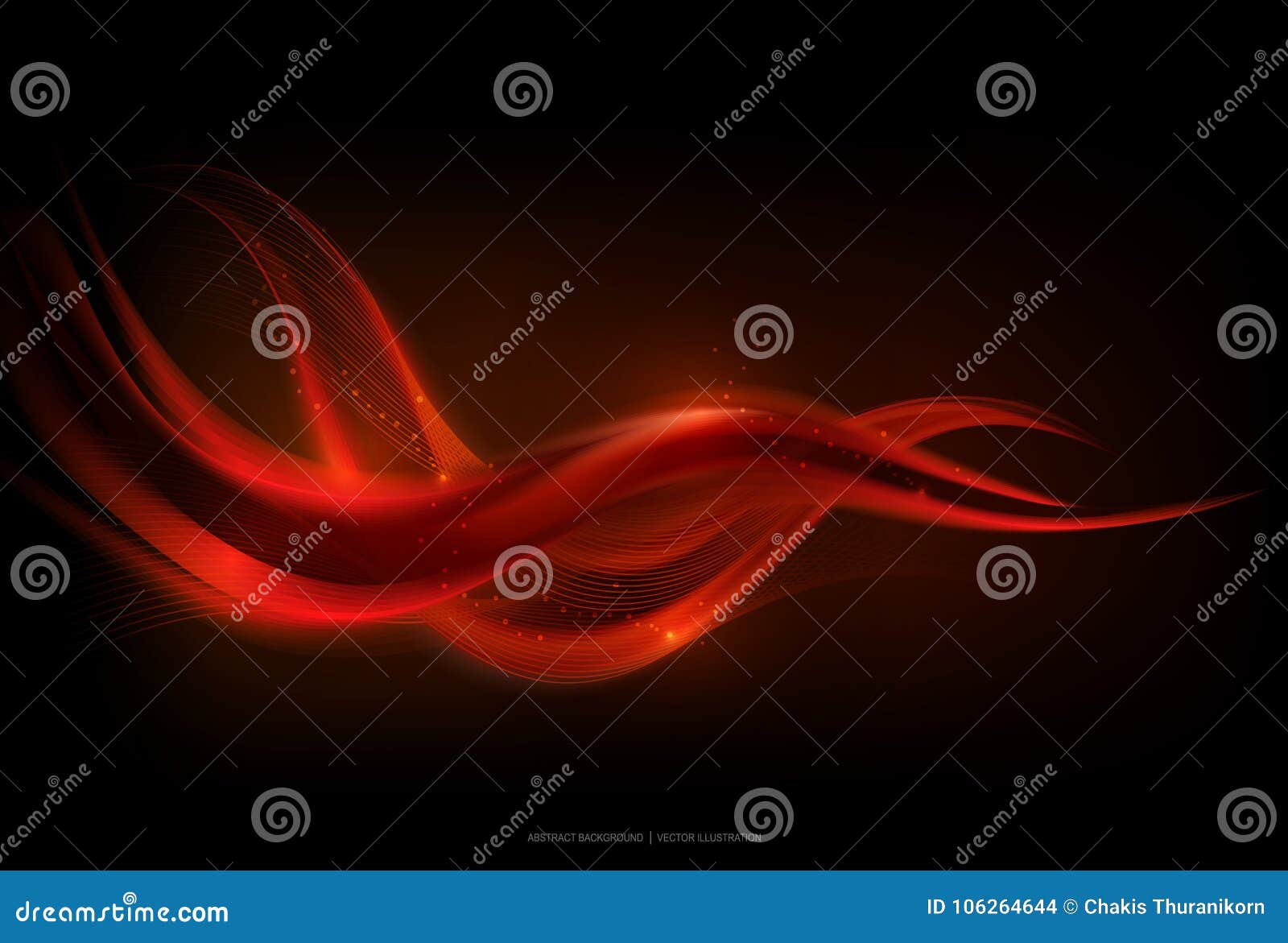 Abstract Glow Red Wave Stripe on Dark Background, Fire Concept, Vector ...