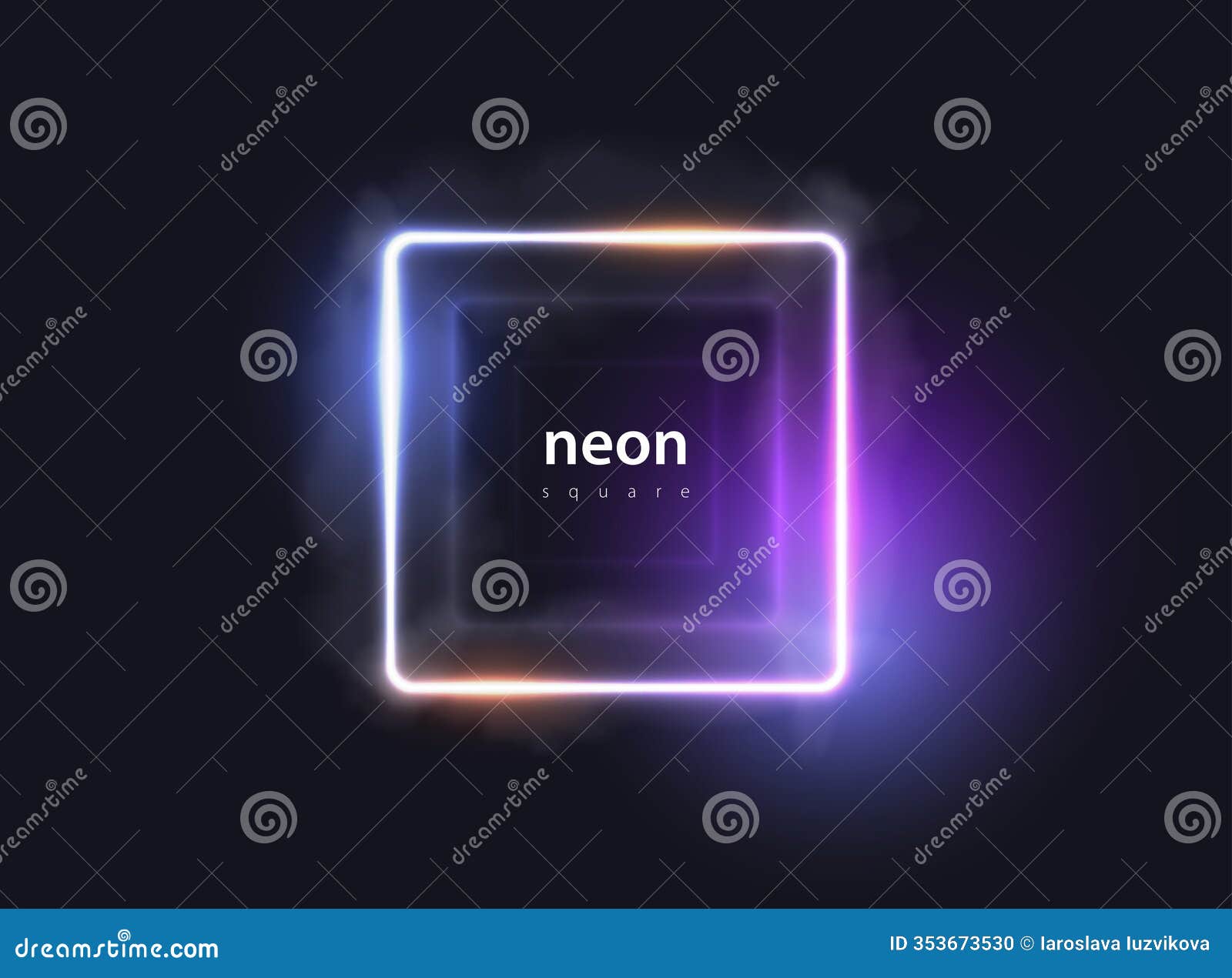 Square Neon Frames. Fluorescent Outline Border. Realistic Vector Led ...