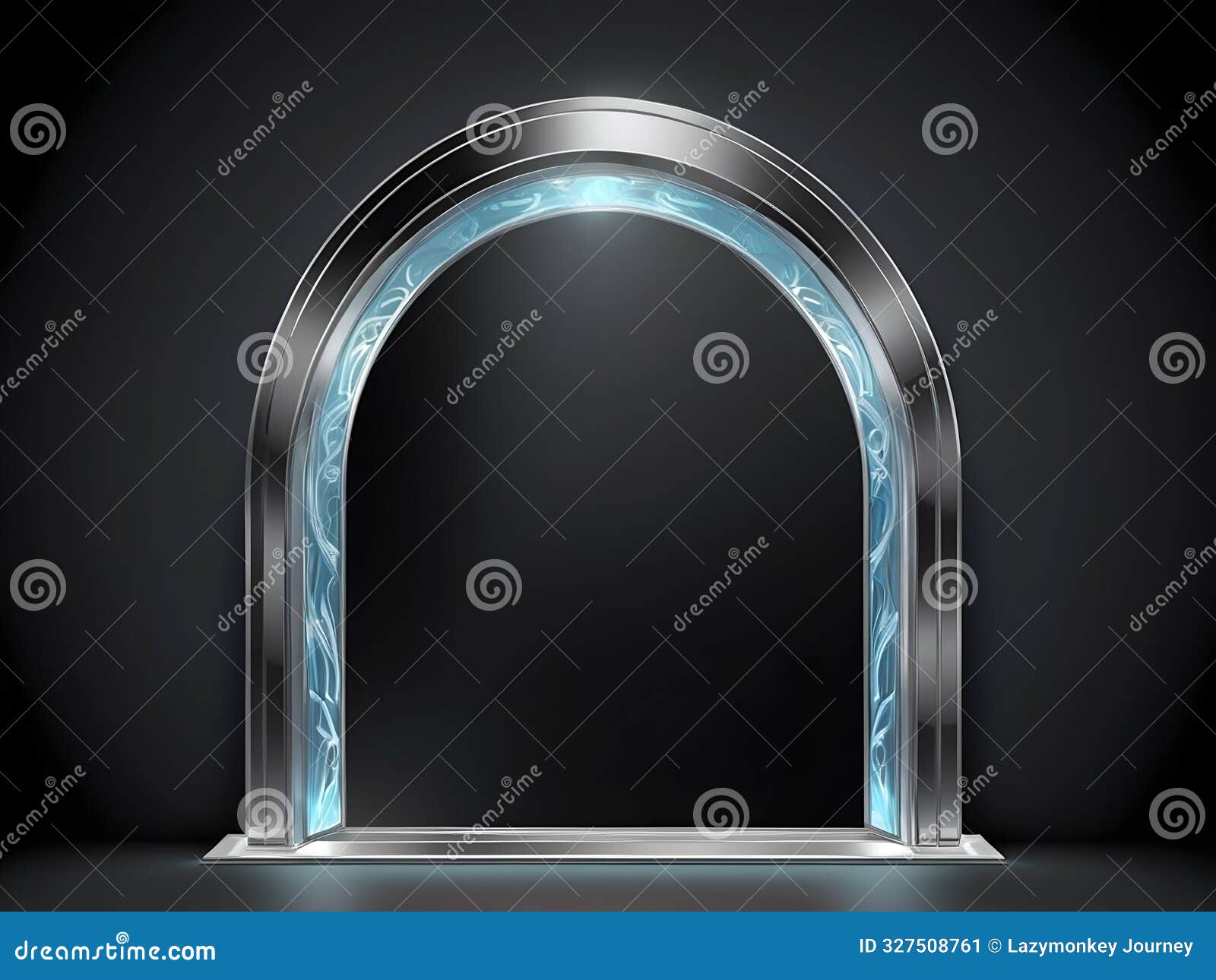 Abstract Glowing Arch Shaped Silver Frame Illustration on Dark ...
