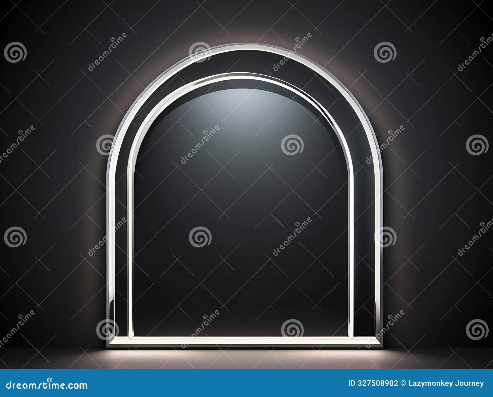 Abstract Glowing Arch Shaped Silver Frame Illustration Isolated on Dark ...
