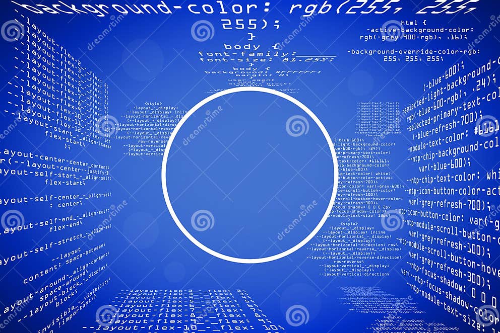 Abstract Glowing Blue Coding Programming Background with Blank Round ...
