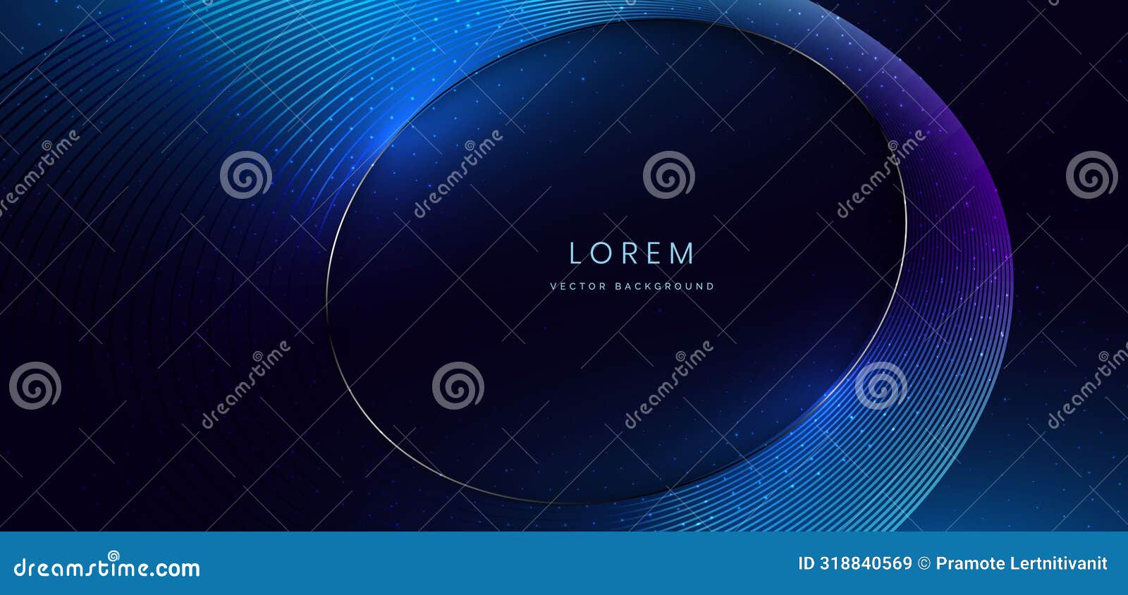 Abstract Glowing Blue Color Circle Lines on Dark Background with ...