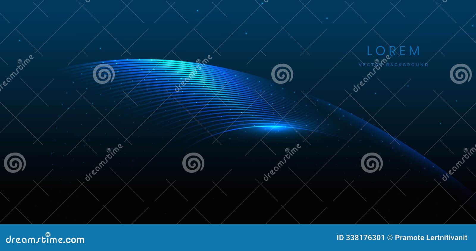 Abstract Glowing Blue Color Curve Lines on Dark Background with ...