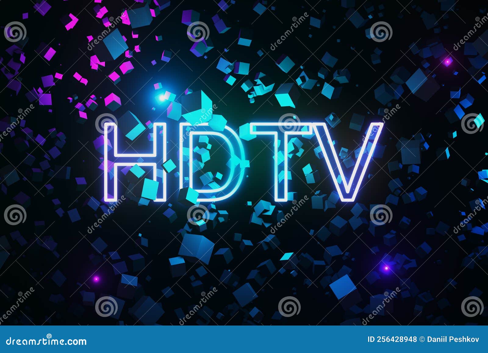 Abstract Glowing Blue Cubes Backdrop. HDR, 4K, Full HD, HDTV Resolution ...