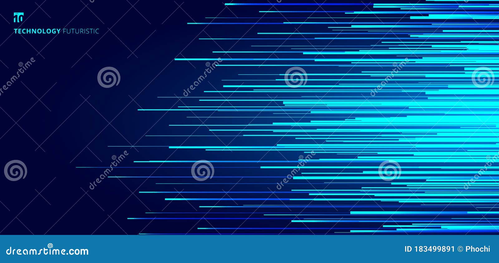 Abstract Glowing Blue Horizontal Lines Pattern on Dark Background Stock ...