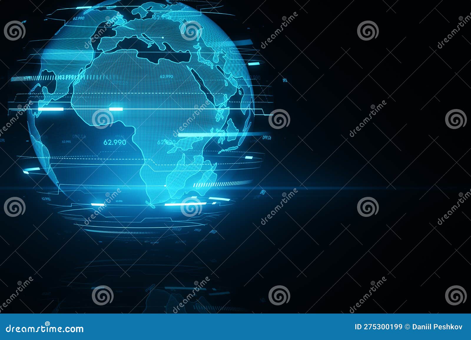 Abstract Glowing Index Globe Hologram on Dark Backdrop. Digital World ...