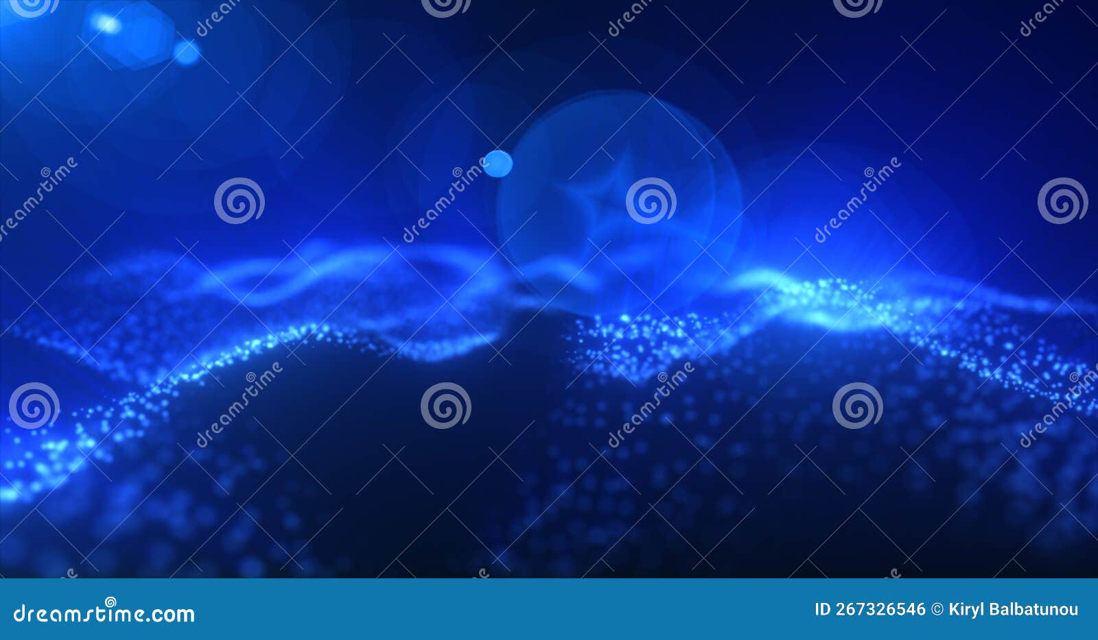 Abstract Glowing Blue Magic Energy Wave from Particles and Dots Bright ...